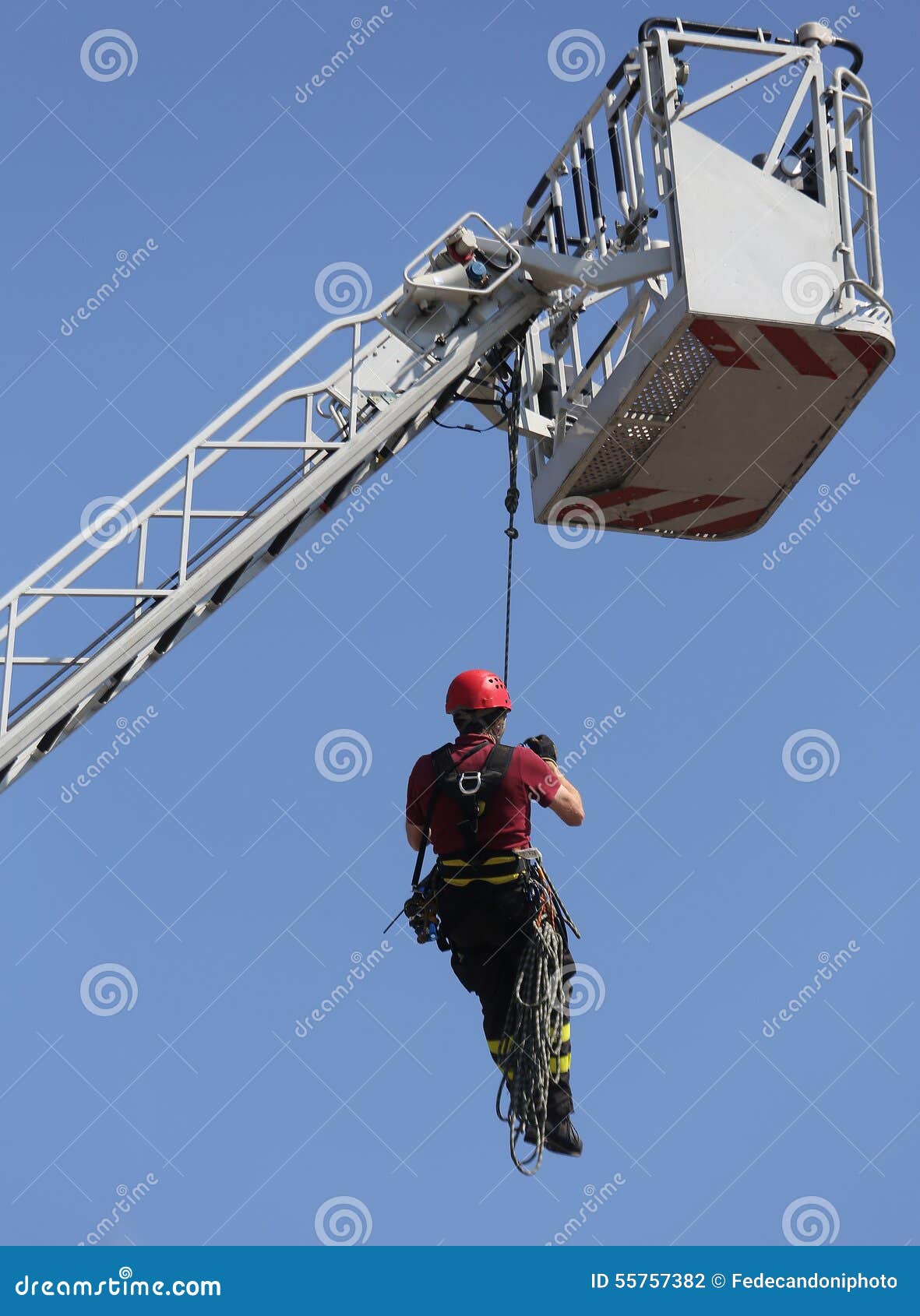 Fireman Hung the Rope Climbing during Fire Drill Stock Photo - Image of ...