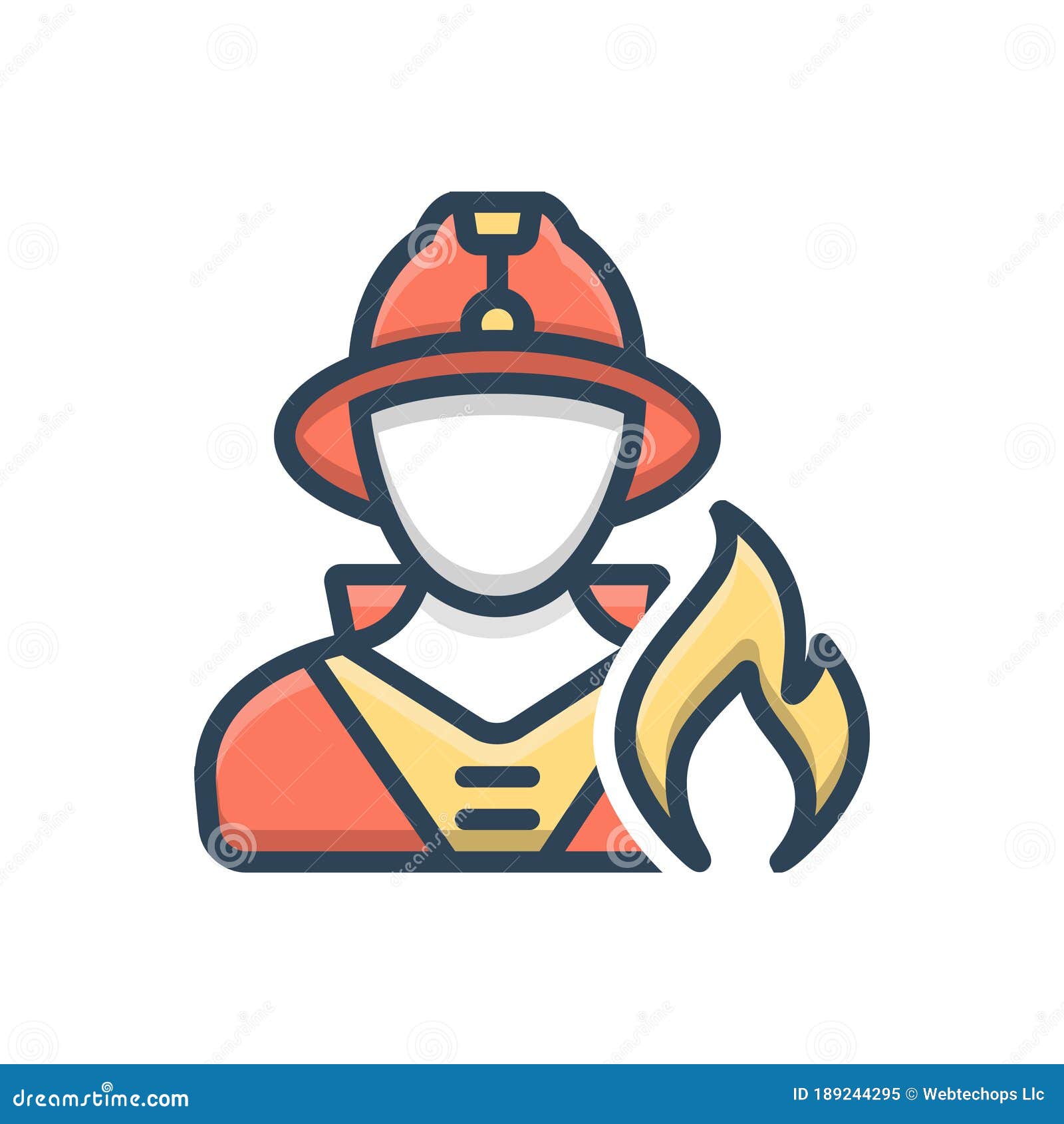 Color Illustration Icon for Fireman, Firefighter and Safety Stock ...