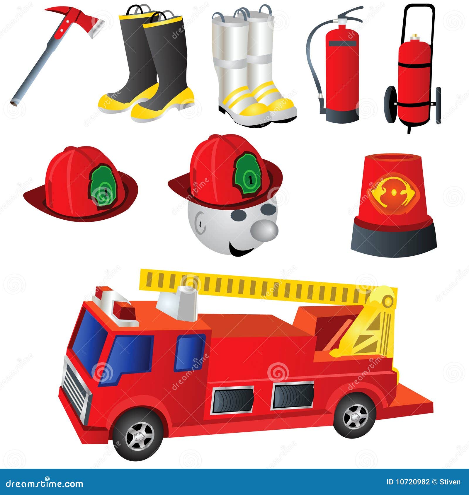 Fireman Icons stock vector. Illustration of safety, danger - 10720982