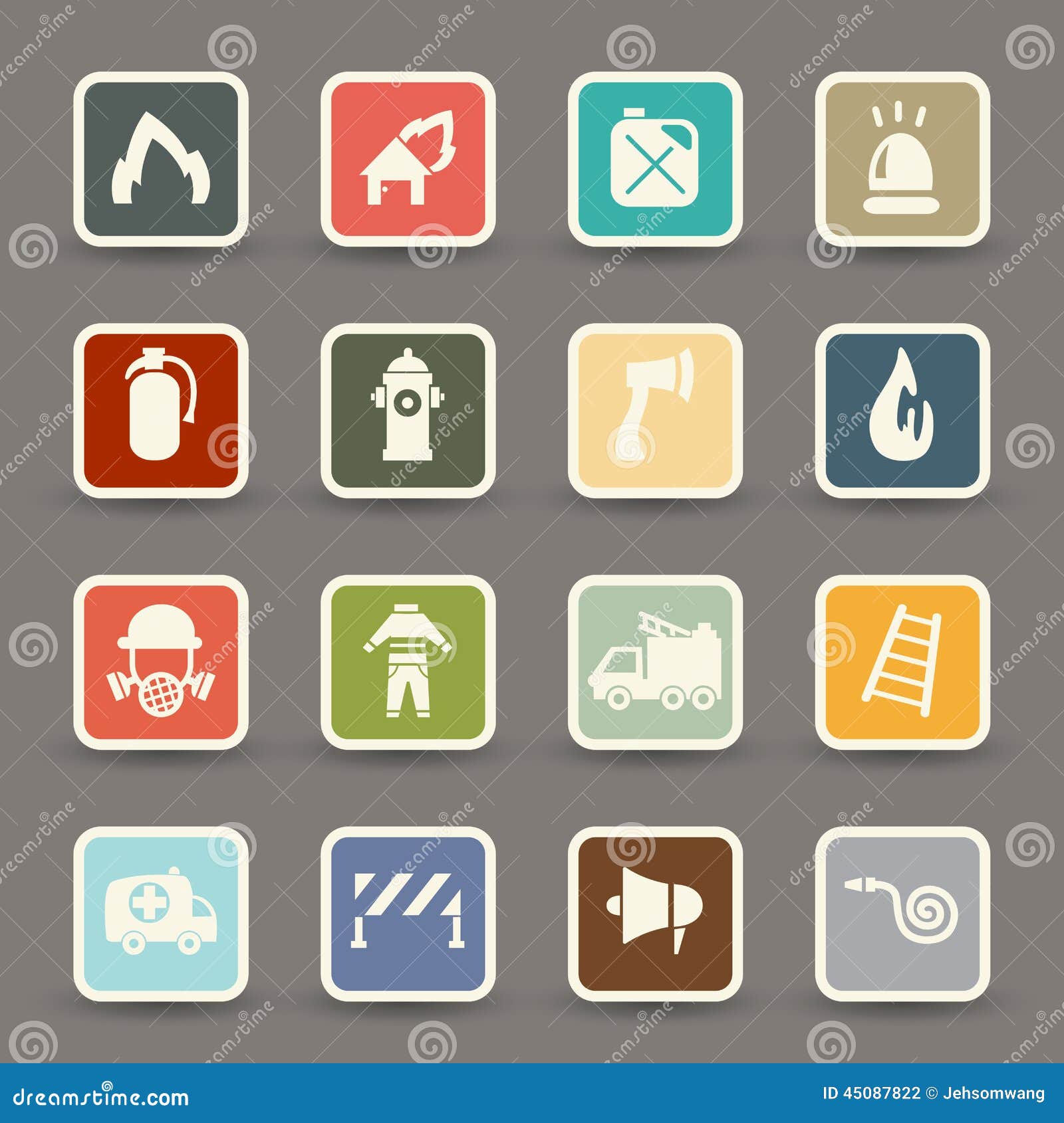 Fireman icons vector stock vector. Illustration of firefighter - 45087822