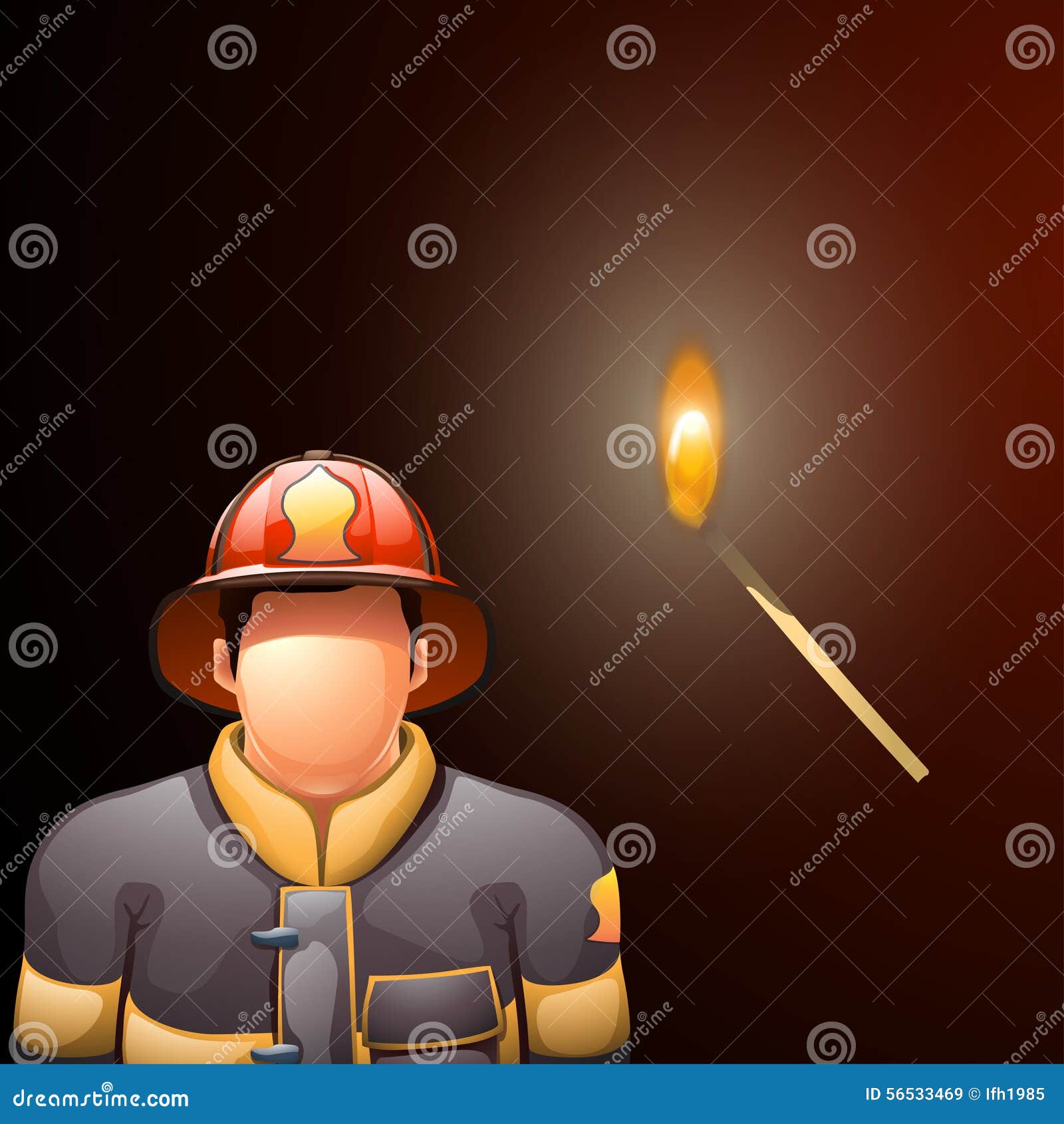 Fireman and match stock vector. Illustration of gear - 56533469