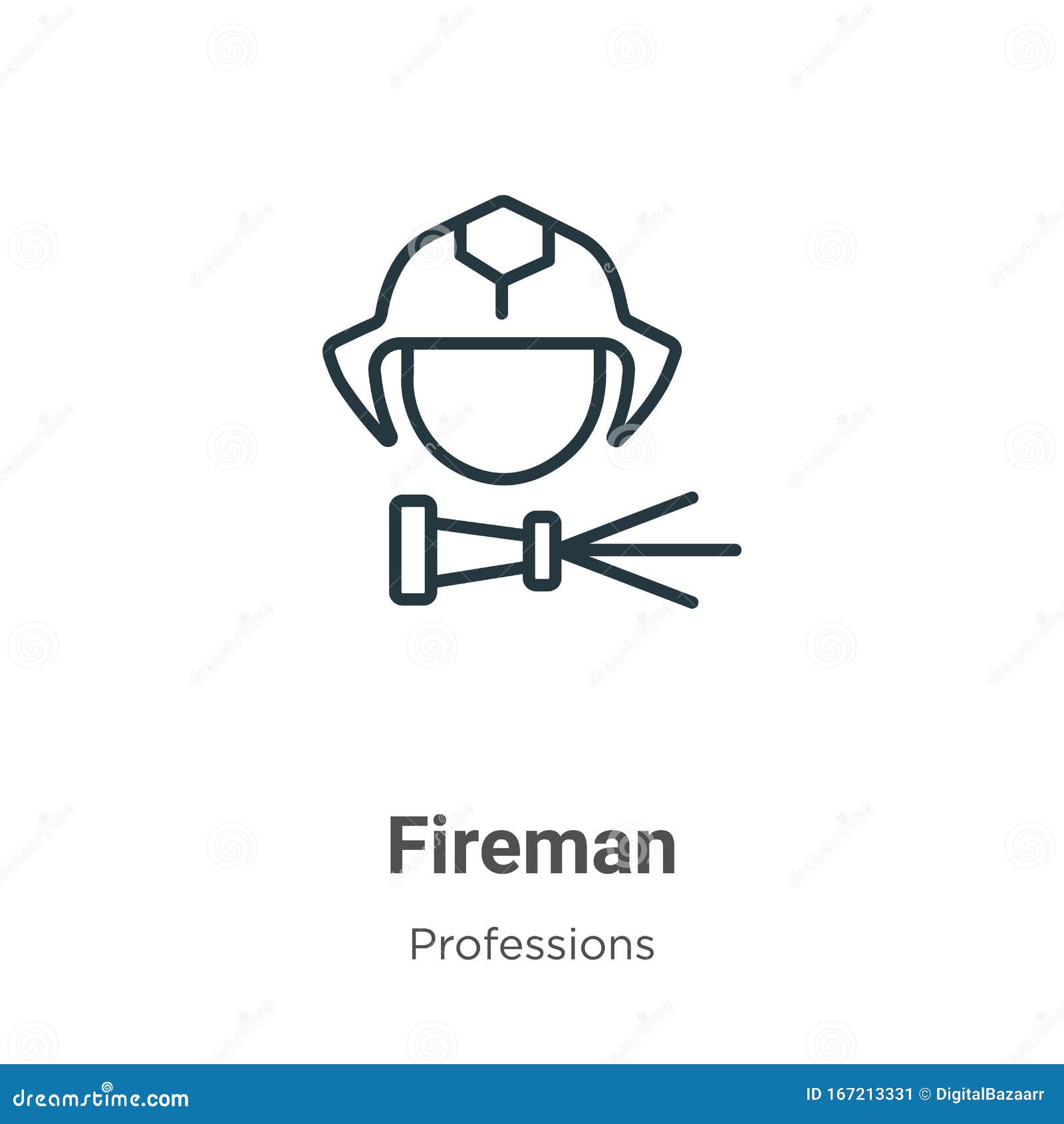 Fireman Outline Vector Icon. Thin Line Black Fireman Icon, Flat Vector ...