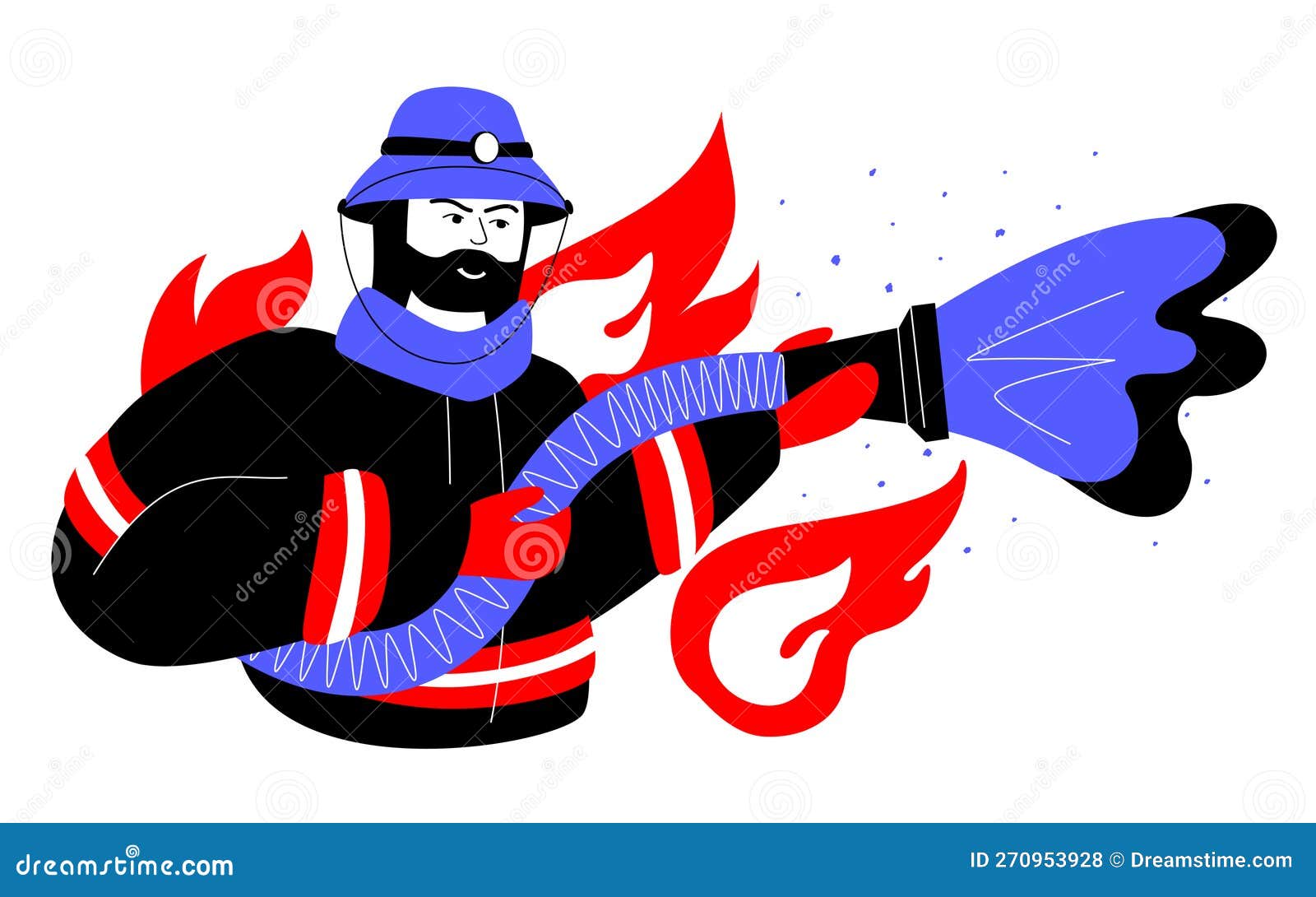 Fireman Puts Out The Fire Icon, Firefighter Vector Illustration ...