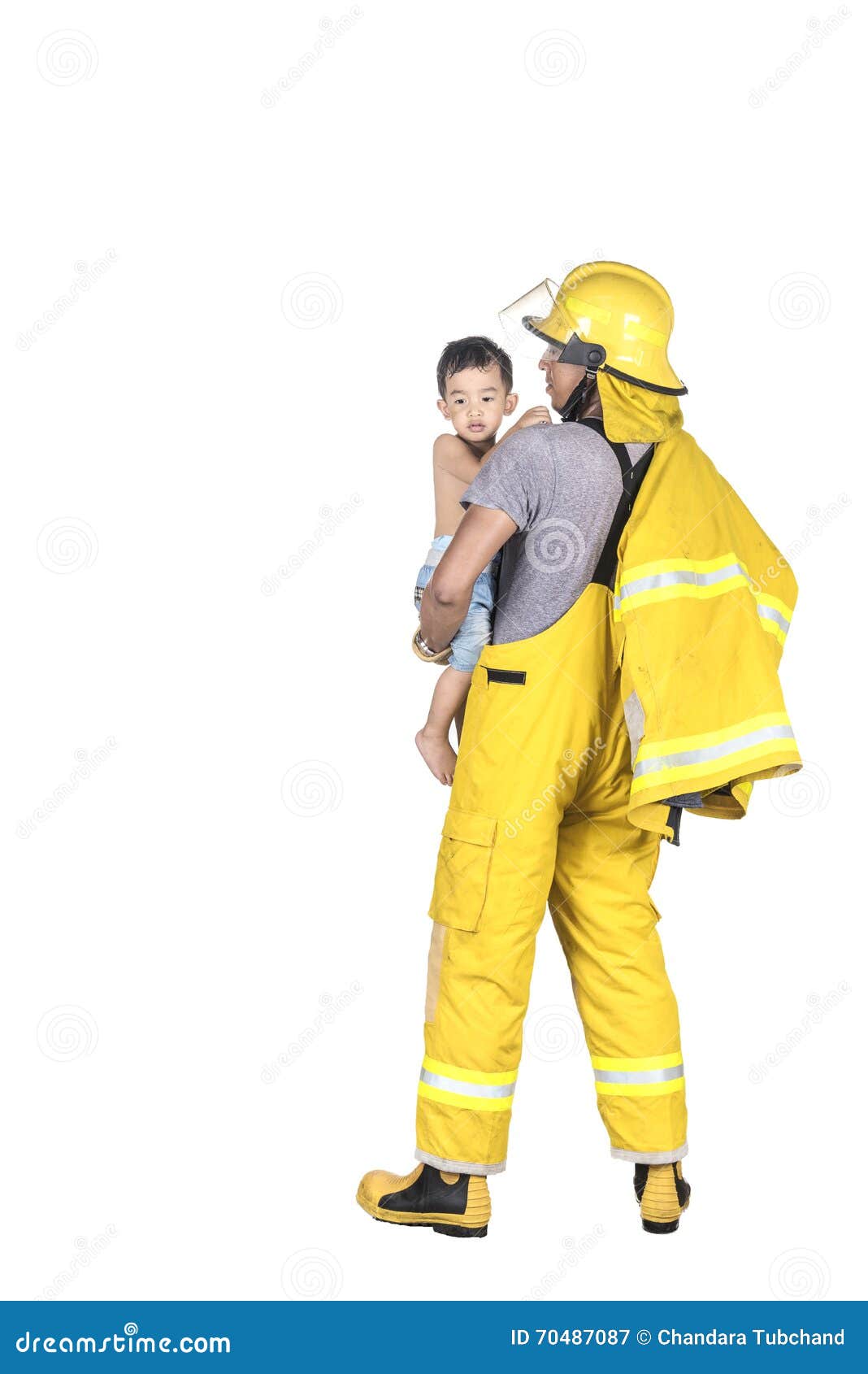 Fireman Rescued Child from the Fire. Stock Image - Image of flame ...