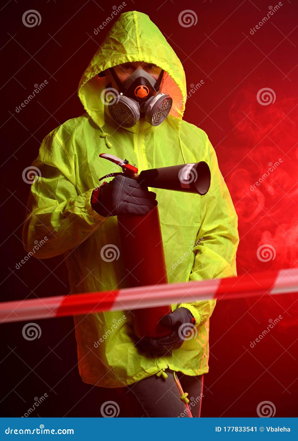 Fireman in Respirator Attacking a Fire Stock Image - Image of explosion ...