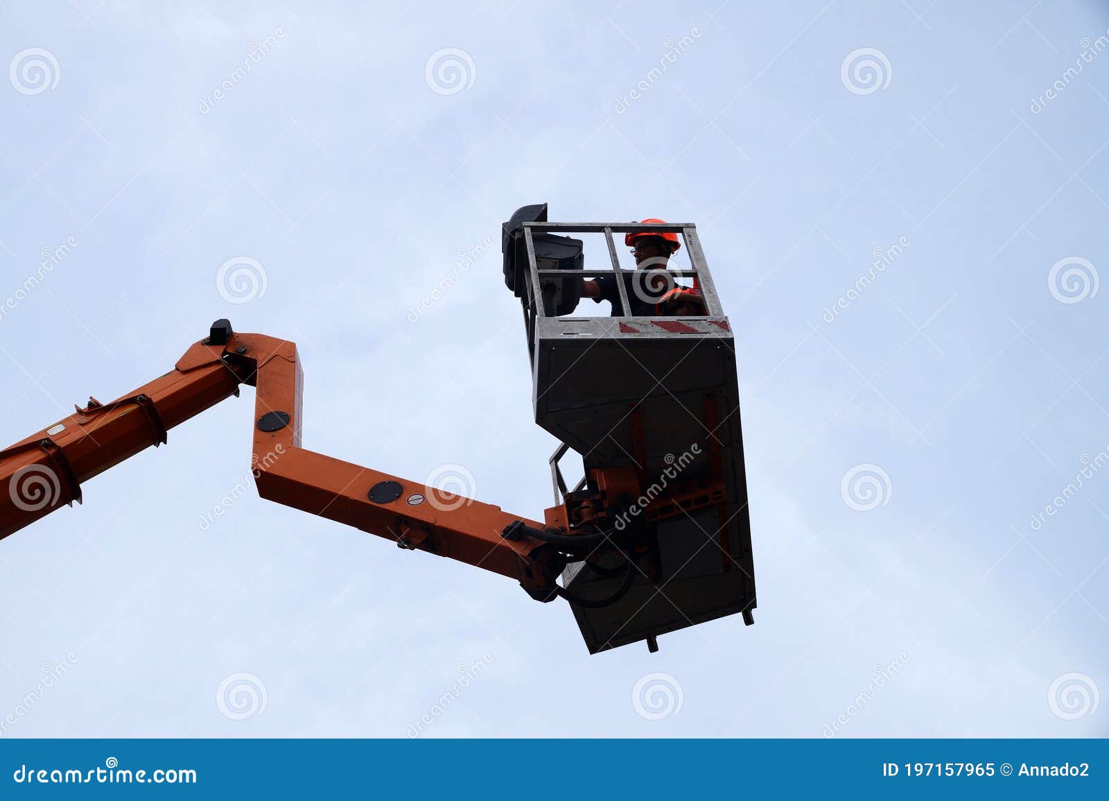 Fireman In A Retractable Hydraulic Cradle With Control Panel Editorial ...