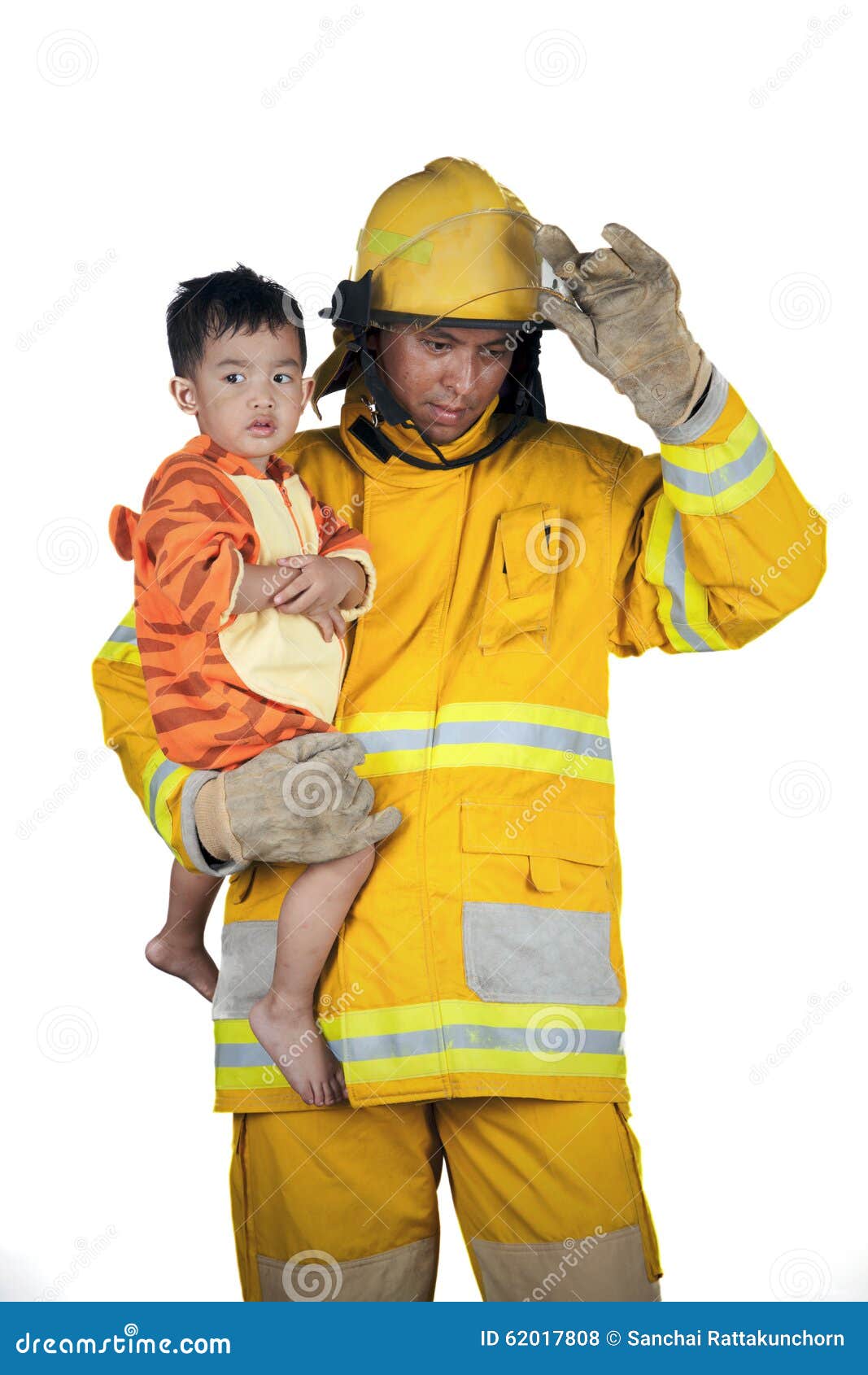 Firefighter Or Fireman Safety Protection Tools, Extinguisher, Uniform ...
