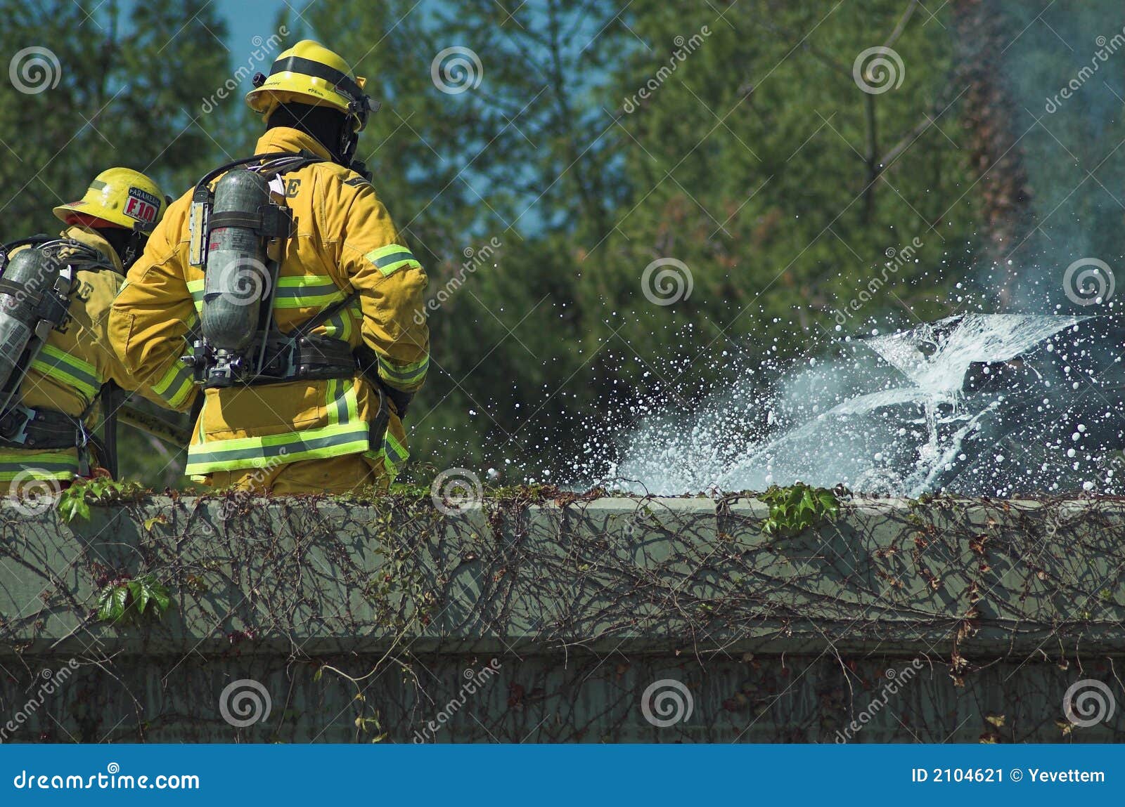 Fireman at Scene of Car Fire Stock Image - Image of extinguishers ...