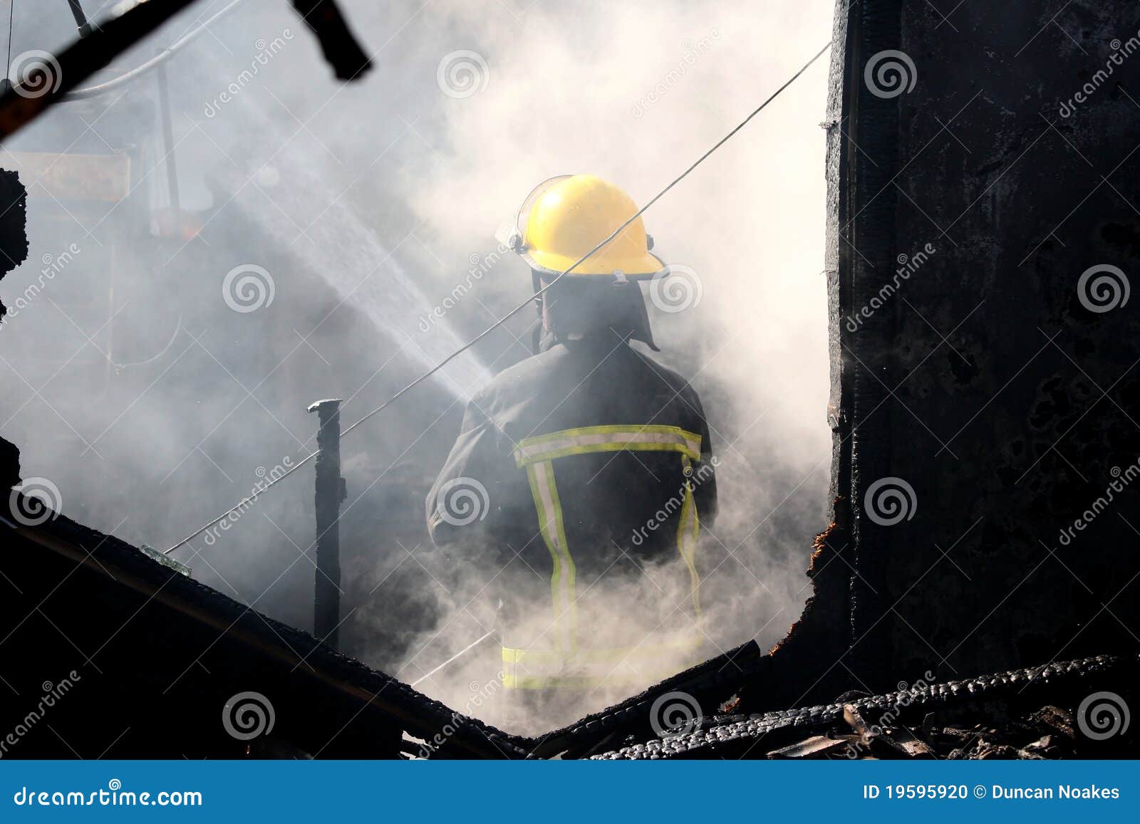 Fireman and Smoke in House stock photo. Image of alarm - 19595920