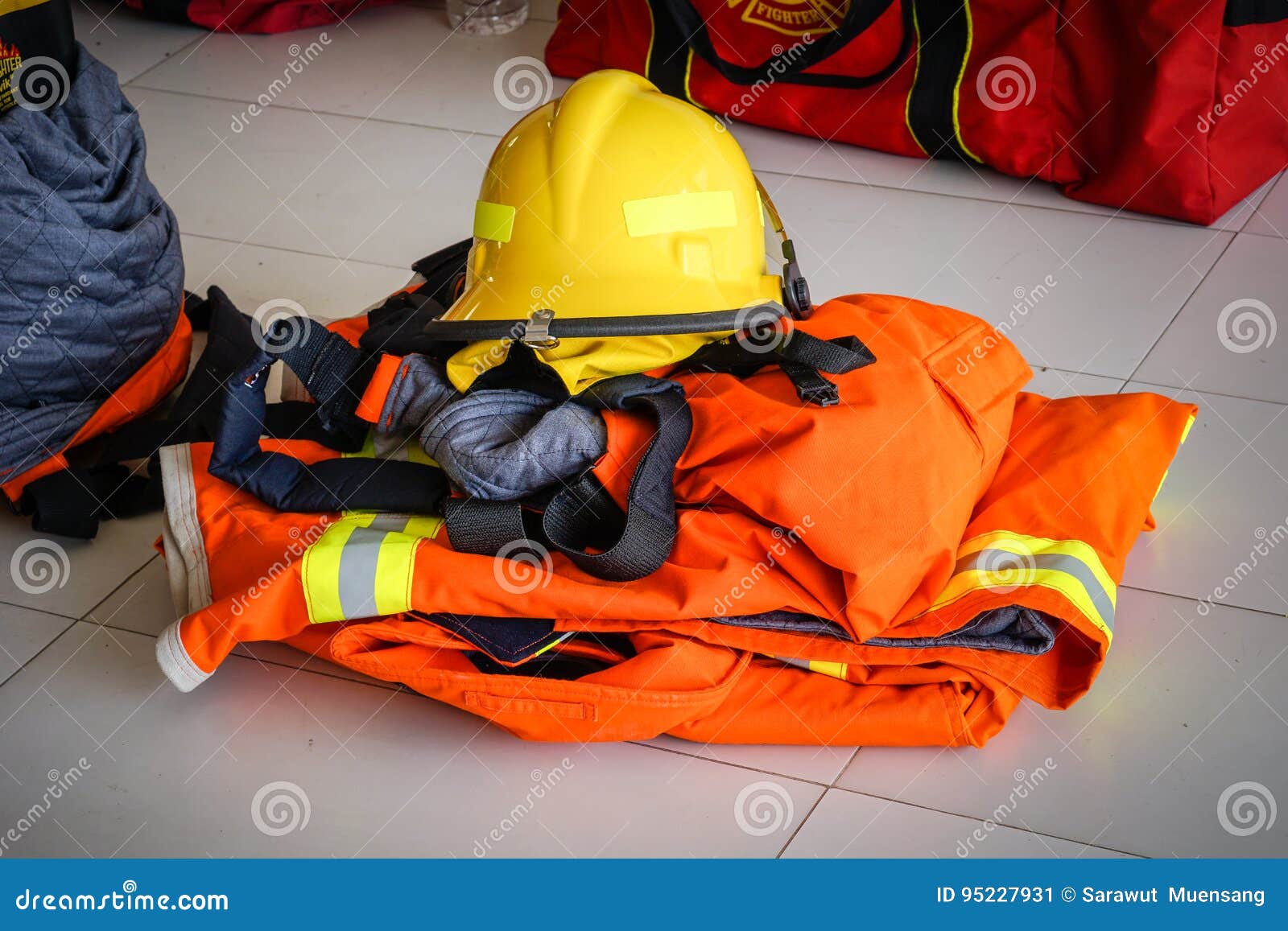 Fireman suit stock image. Image of safety, shoe, helmet - 95227931