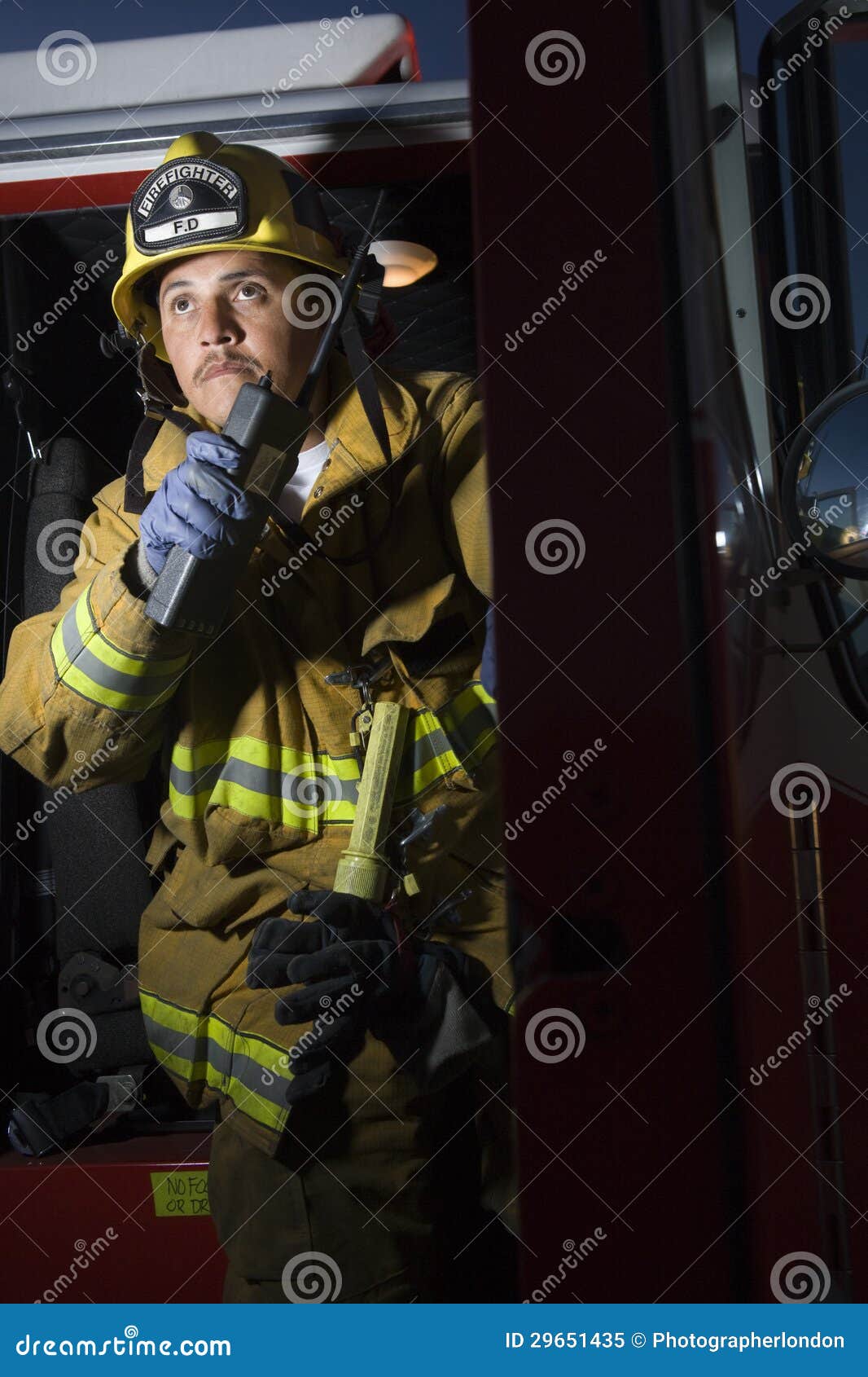 Fireman Talking on Radio stock image. Image of protection - 29651435
