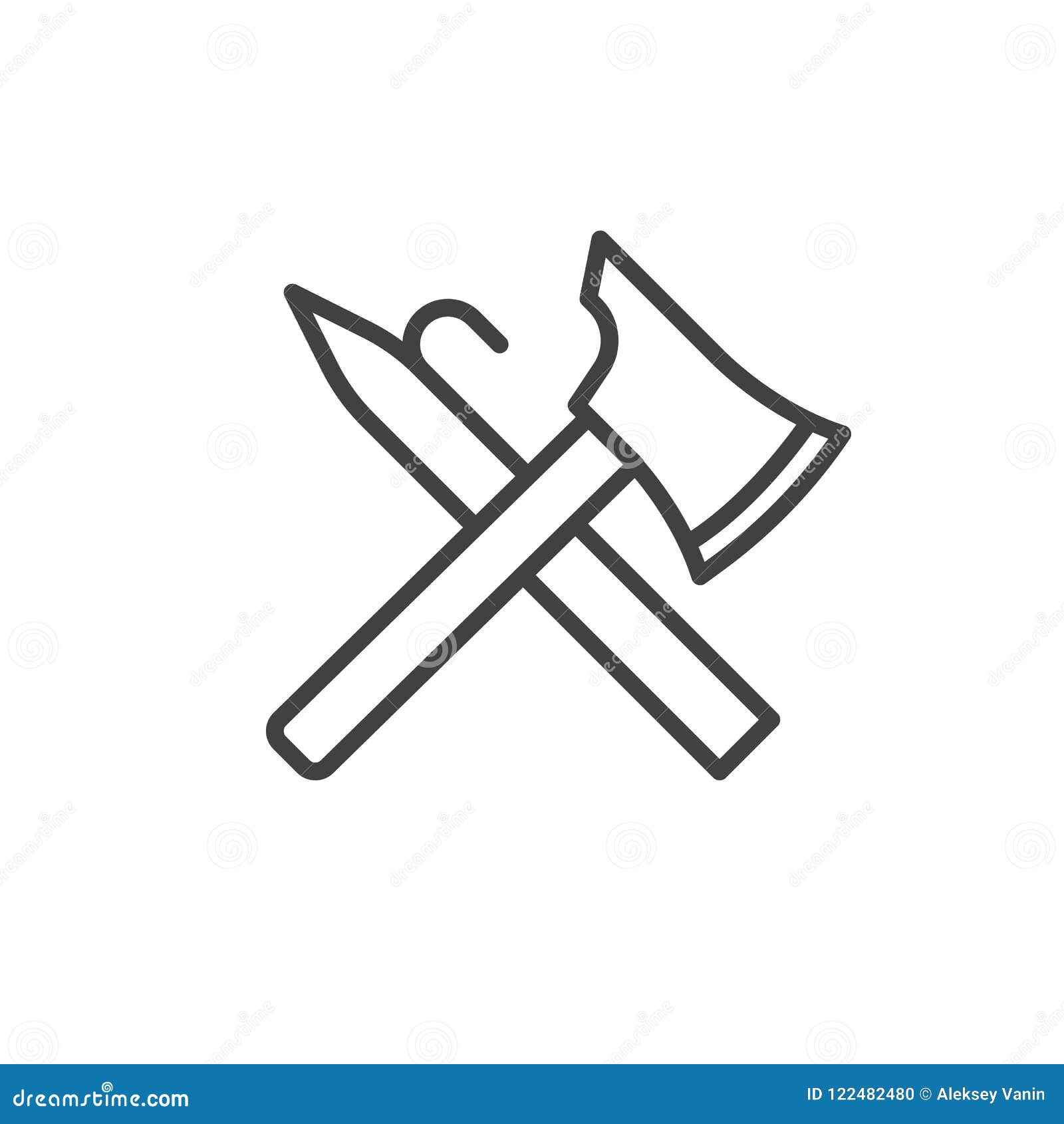 Fireman tools outline icon stock vector. Illustration of perfect ...
