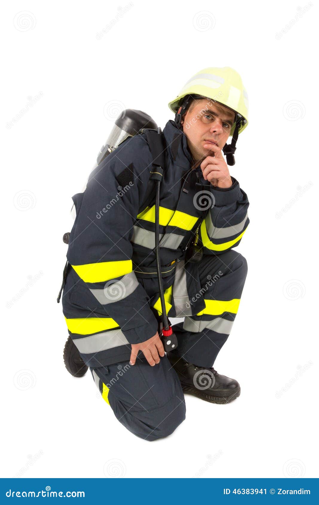 Fireman in Uniform Isolated Stock Image - Image of service, caucasian ...