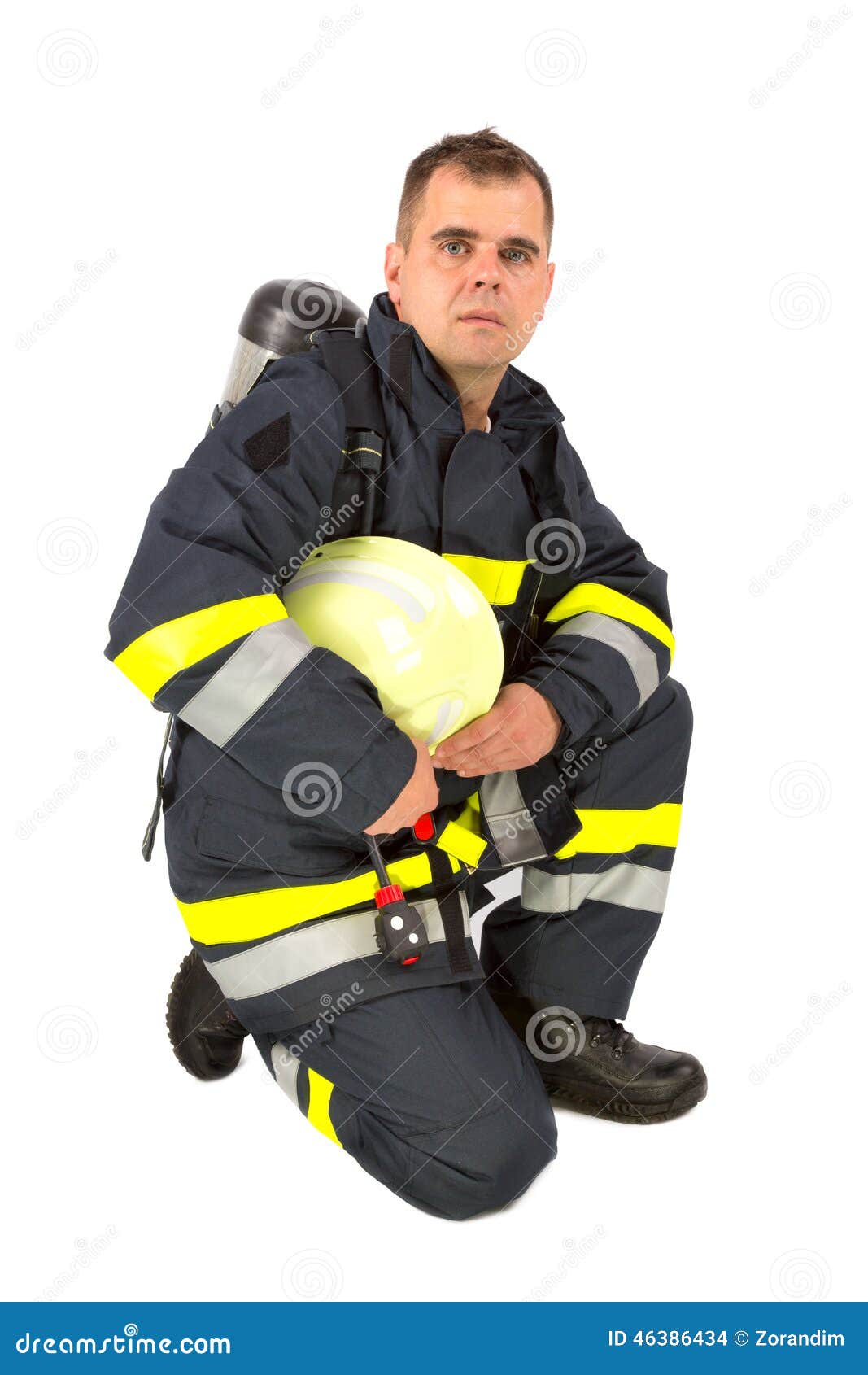 Fireman in Uniform Isolated Stock Photo - Image of danger, worker: 46386434