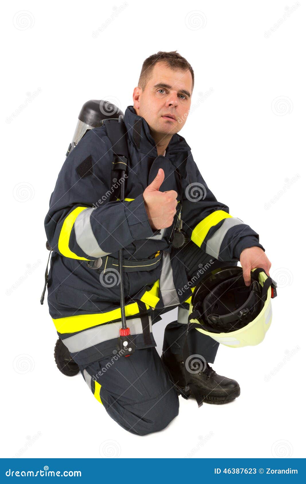 Fireman in Uniform Isolated Stock Image - Image of safety, coat: 46387623