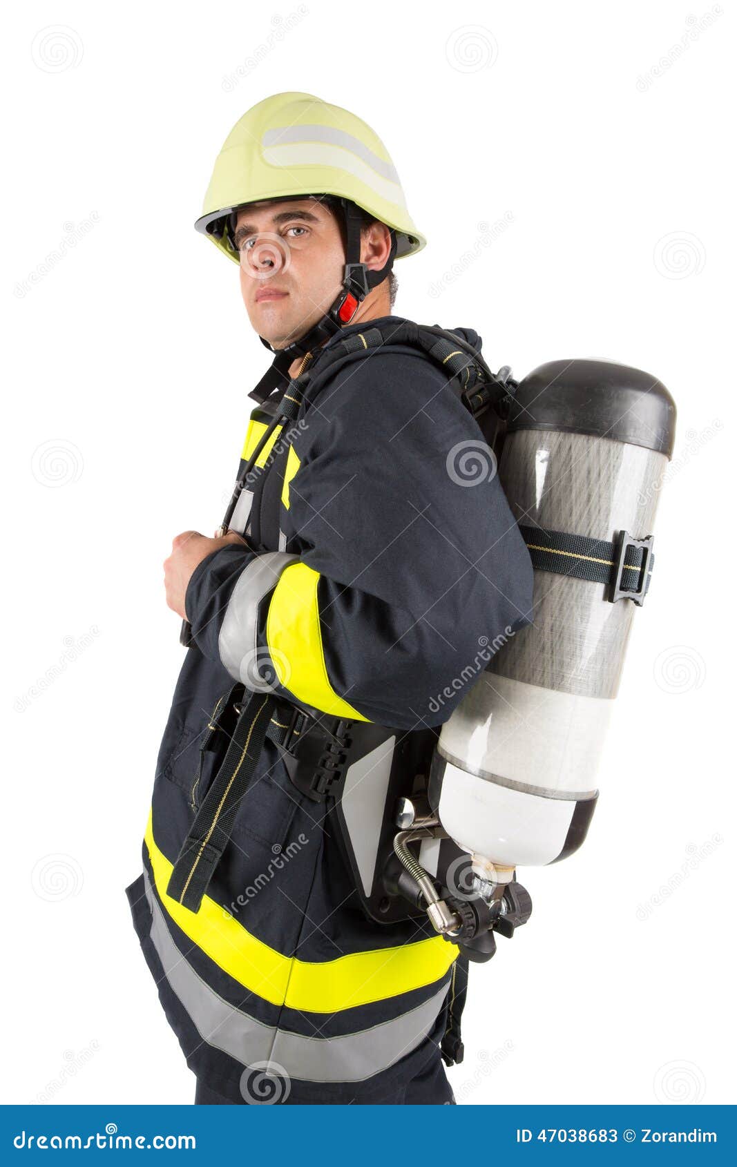 Fireman in Uniform Isolated in White Stock Image - Image of service ...