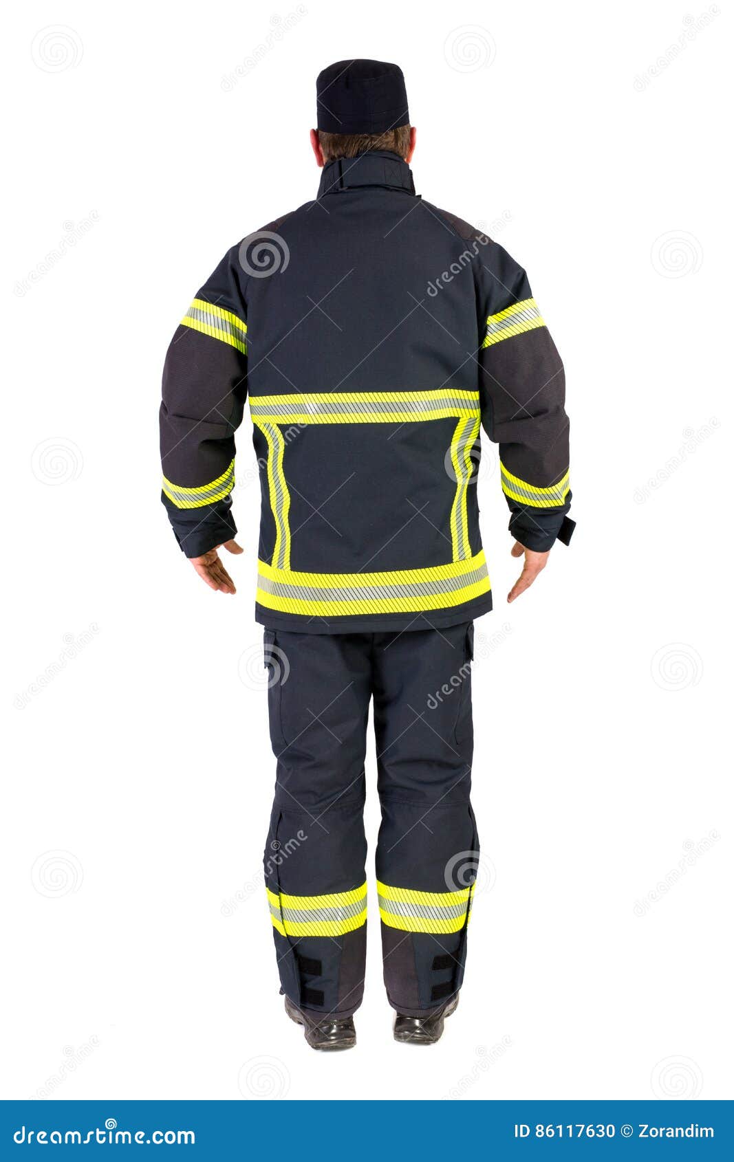 Fireman in Uniform Isolated in White Stock Photo - Image of equipment ...