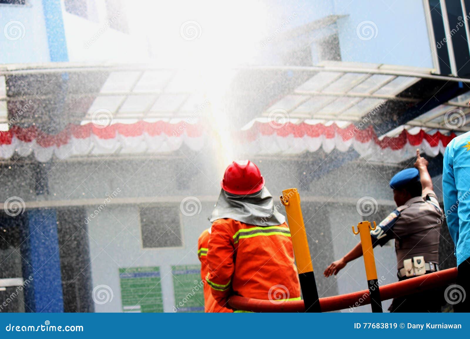 Fireman and water editorial stock image. Image of flower - 77683819