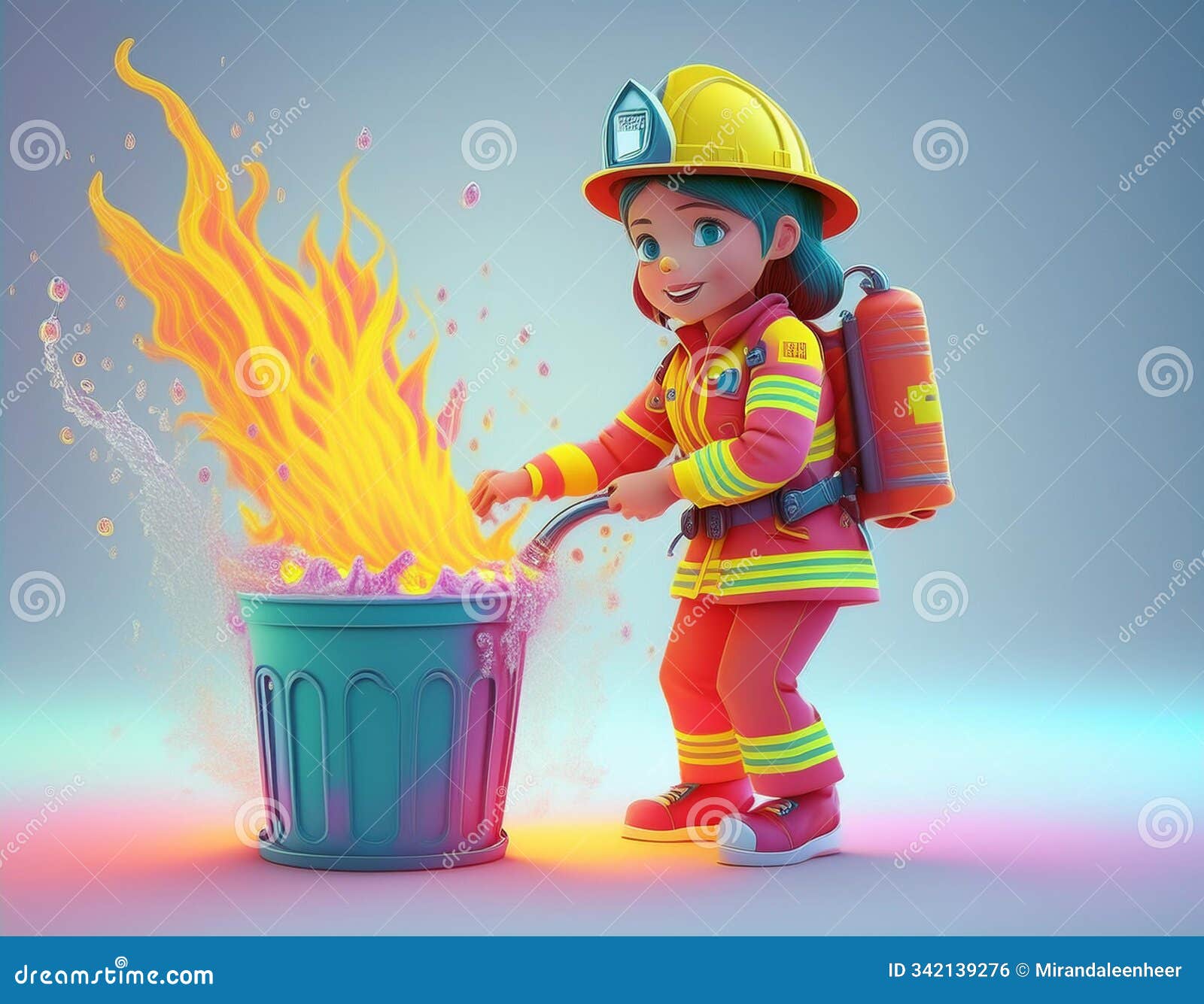 Fireman at work cartoon stock photo. Image of fireman - 342139276