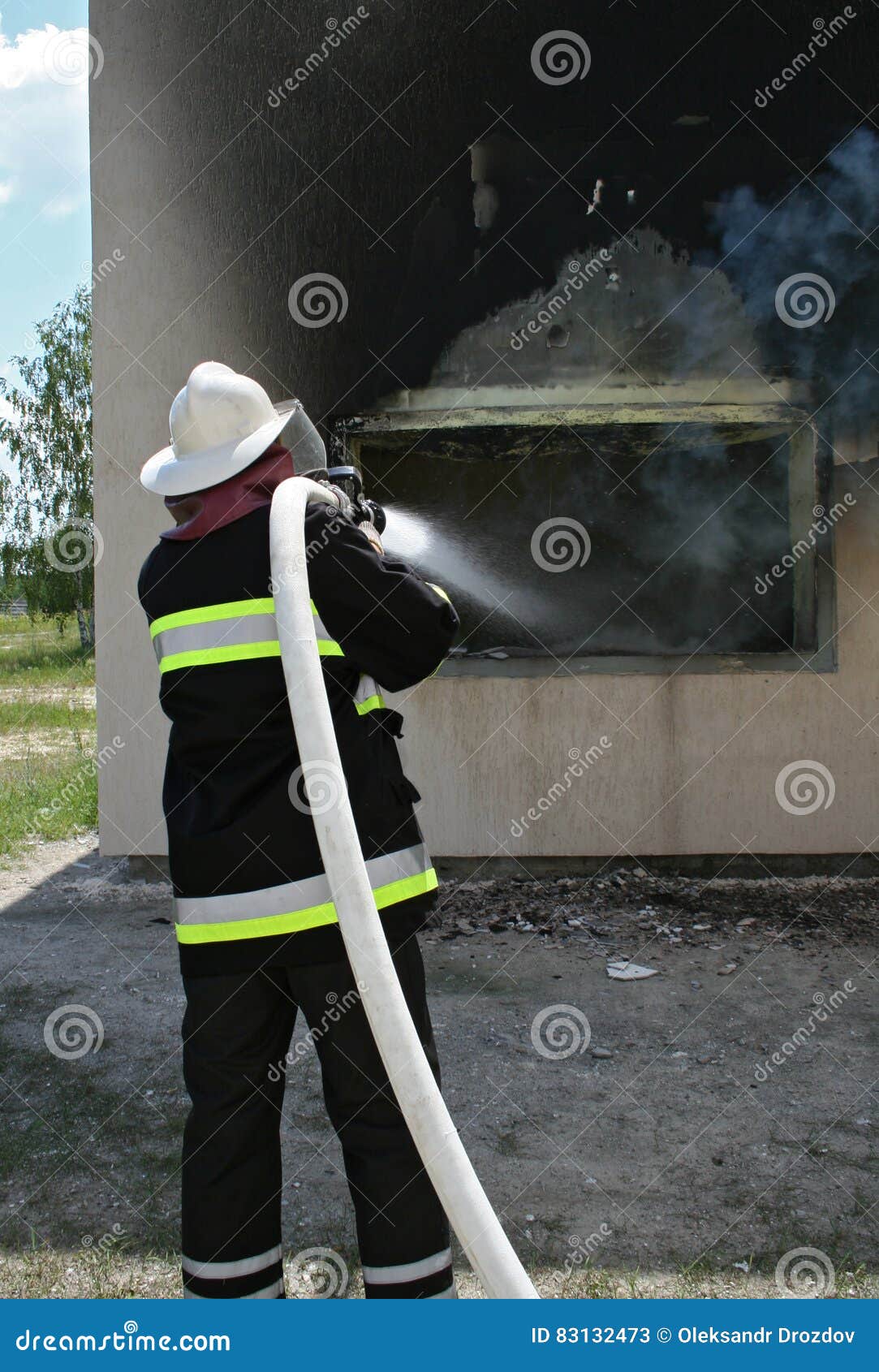 Fireman at work stock image. Image of burn, adult, fireplace - 83132473