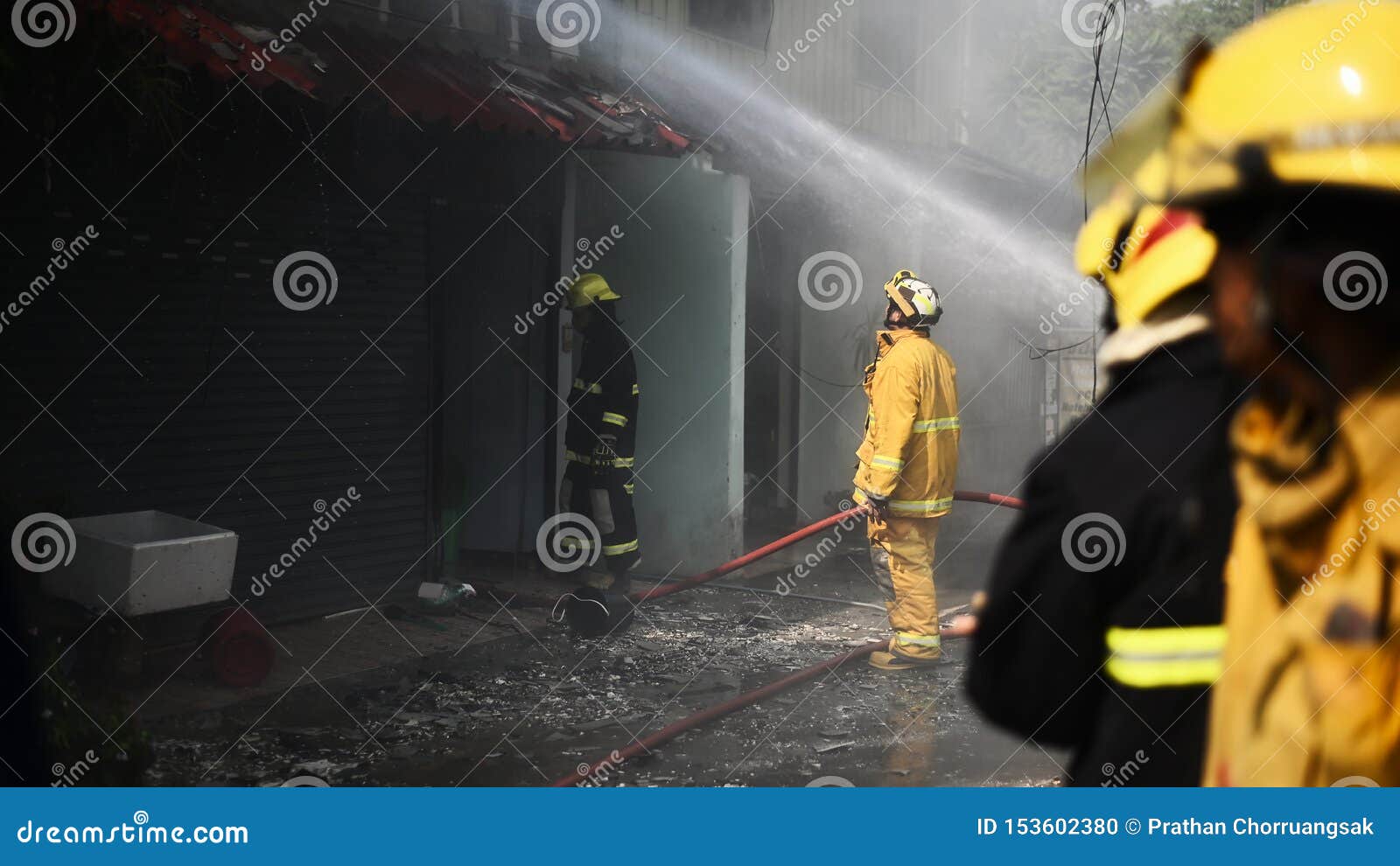 Fireman Working Real Incident In Thailand Stock Photo | CartoonDealer ...