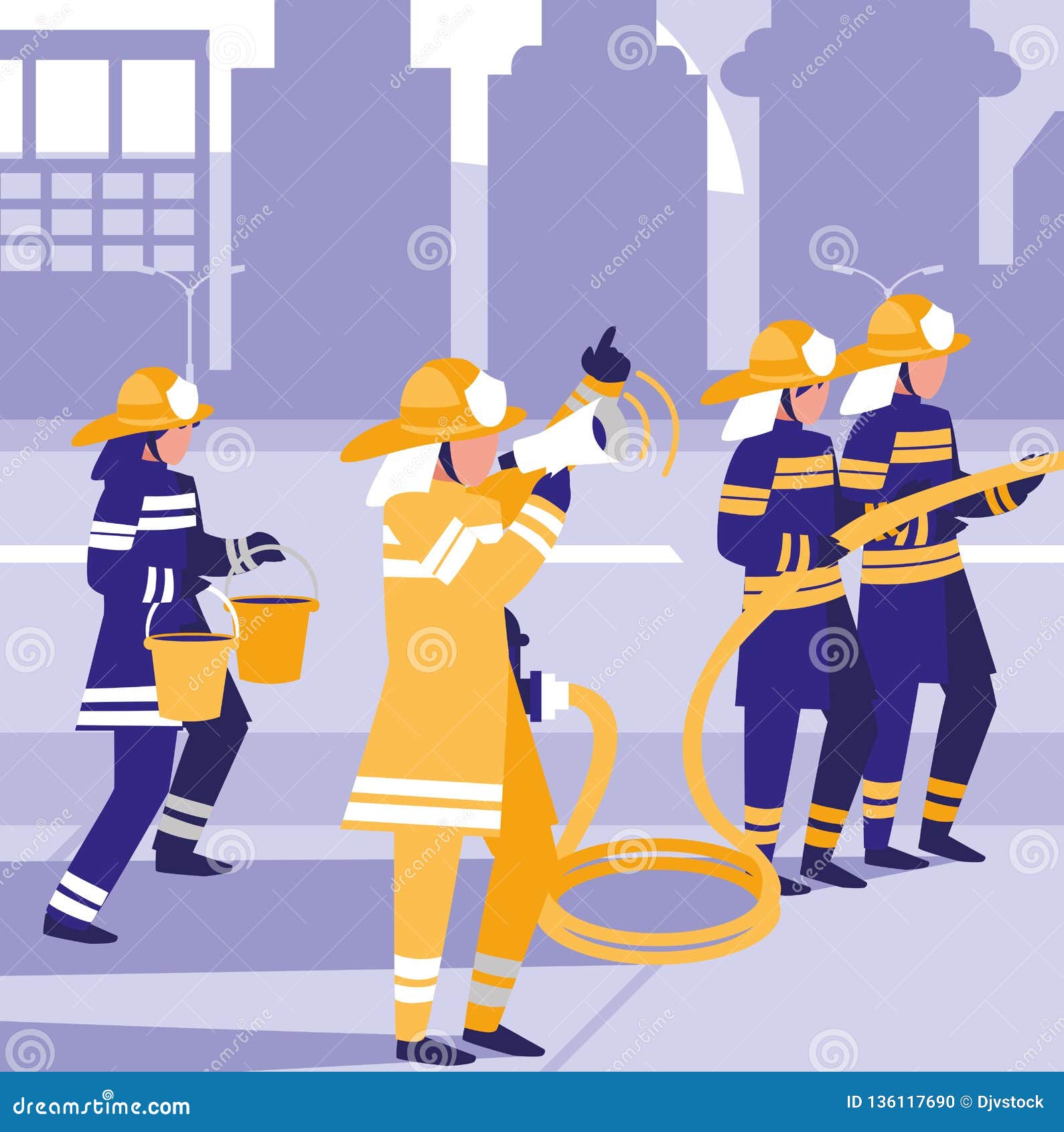 Firemen in action design stock vector. Illustration of outfit - 136117690
