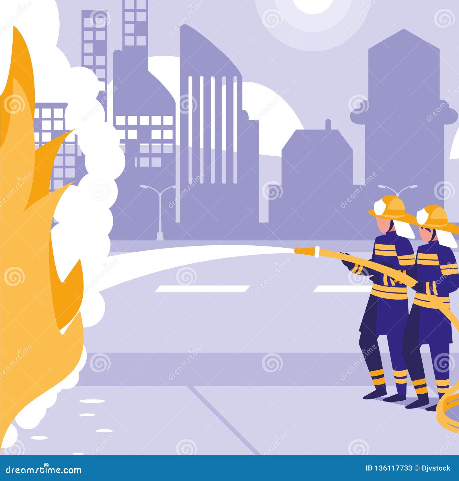 Firemen in action design stock vector. Illustration of rescue - 136117733