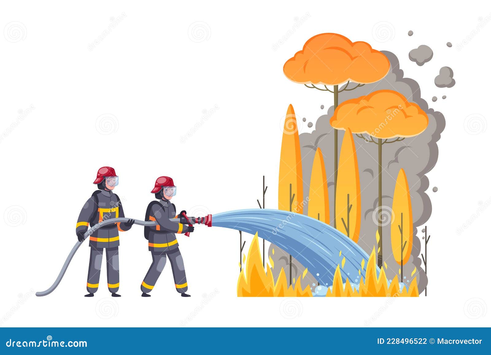 Cartoon Fireman Putting Out Fire