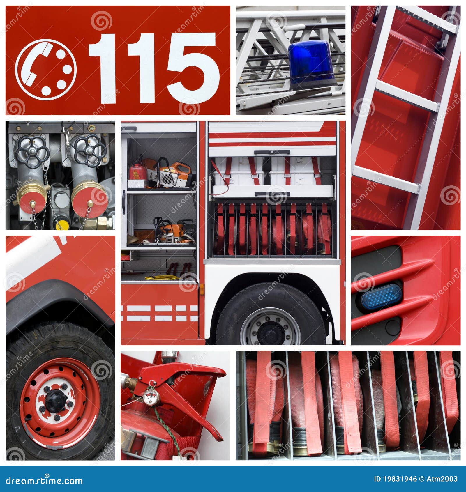 Firemen collage stock photo. Image of details, property - 19831946