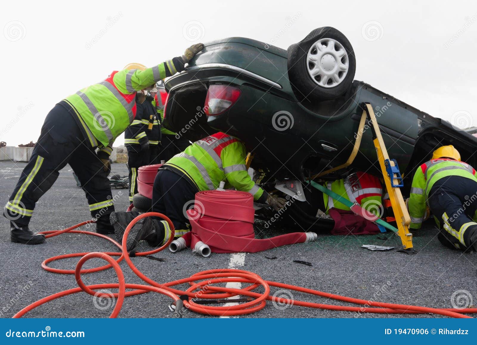 Firemen with Equipment at Car Crash Editorial Photo - Image of damage ...