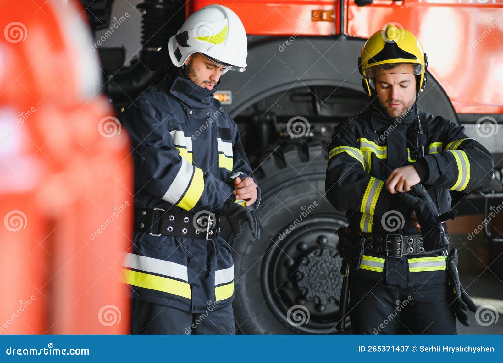 Firemen Leaving the Station Equipped and with the Tools for the ...