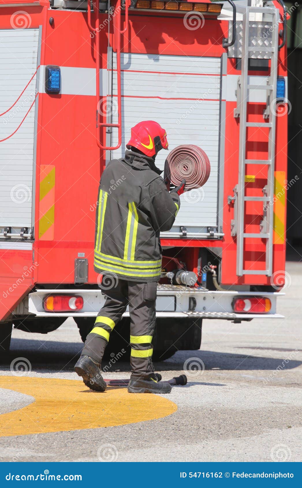 Firemen Put Out the Fire with White Foam Stock Photo - Image of ...