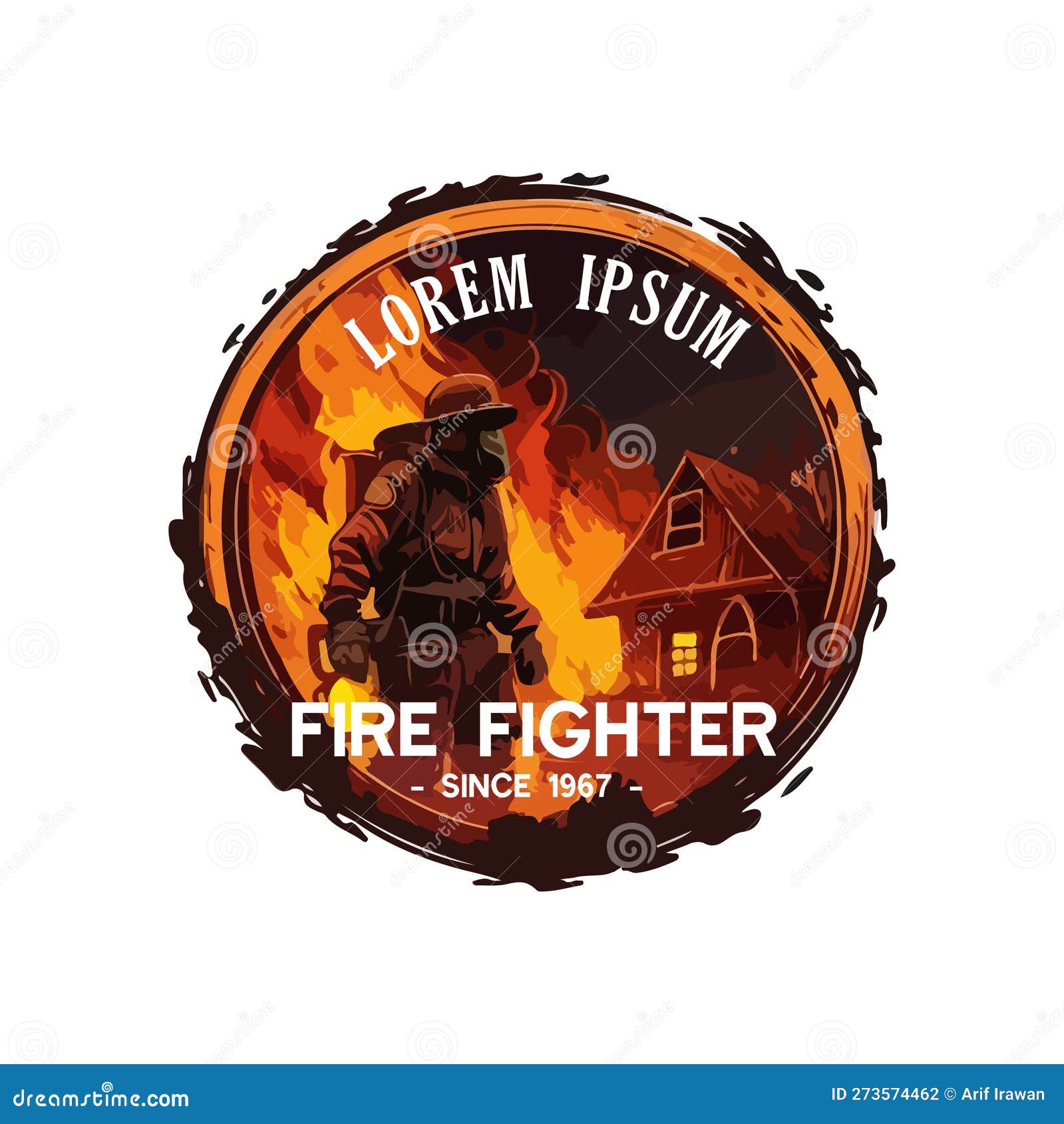 Firemen Saving People of Fire Concept Logo Vector Stock Vector ...