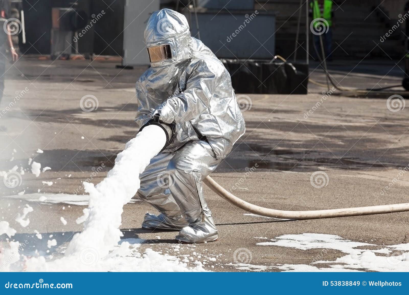 Firemen stock image. Image of hose, urgency, foam, spraying - 53838849