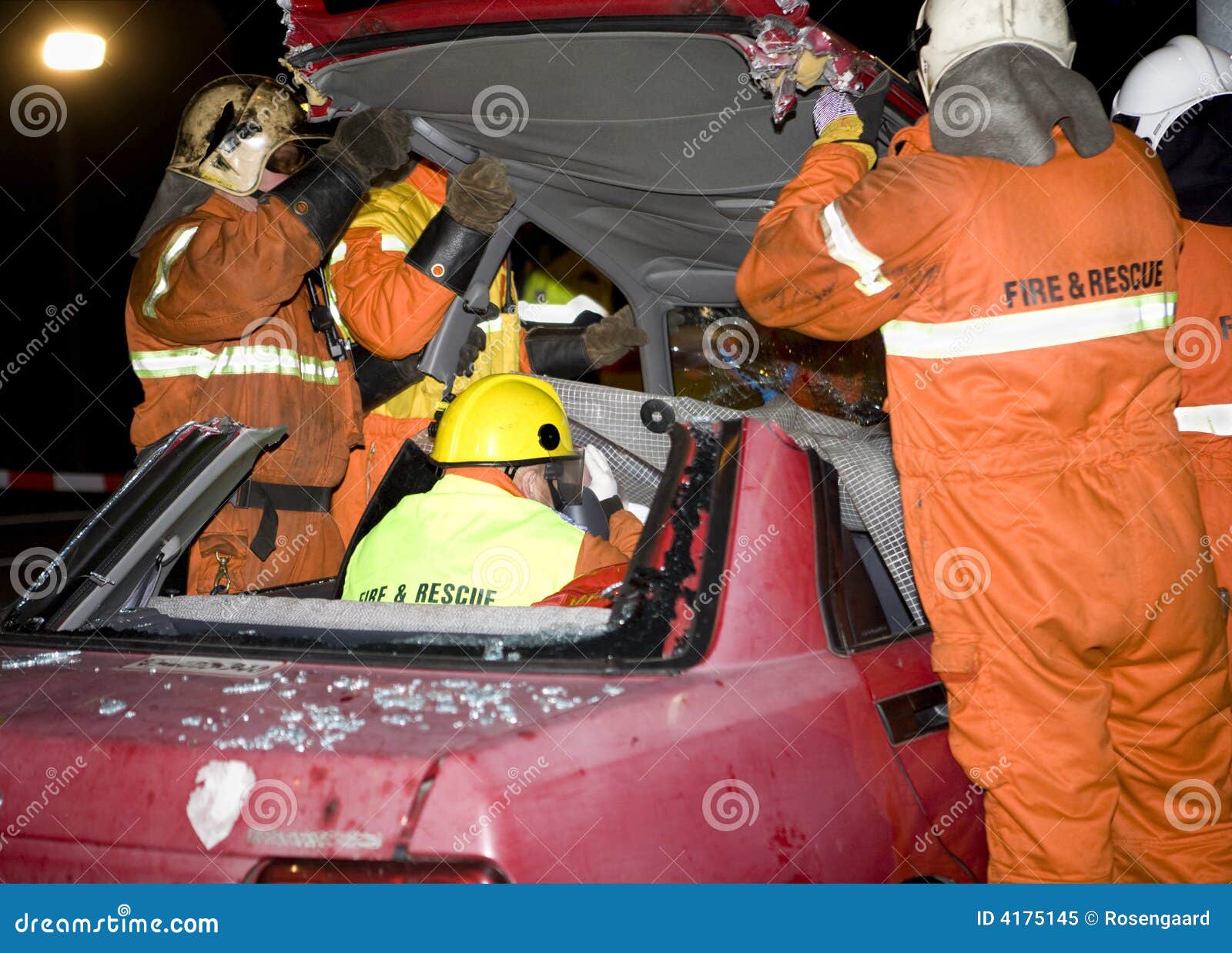 Firemen taking off the top stock image. Image of work - 4175145