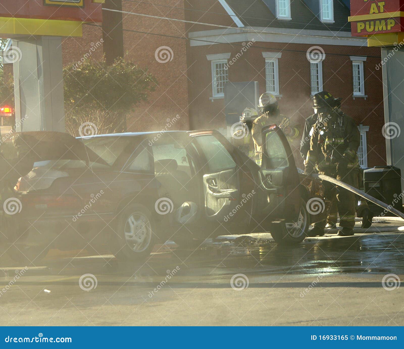 Firemen Work on Overheated Car Stock Image - Image of flame, safety ...