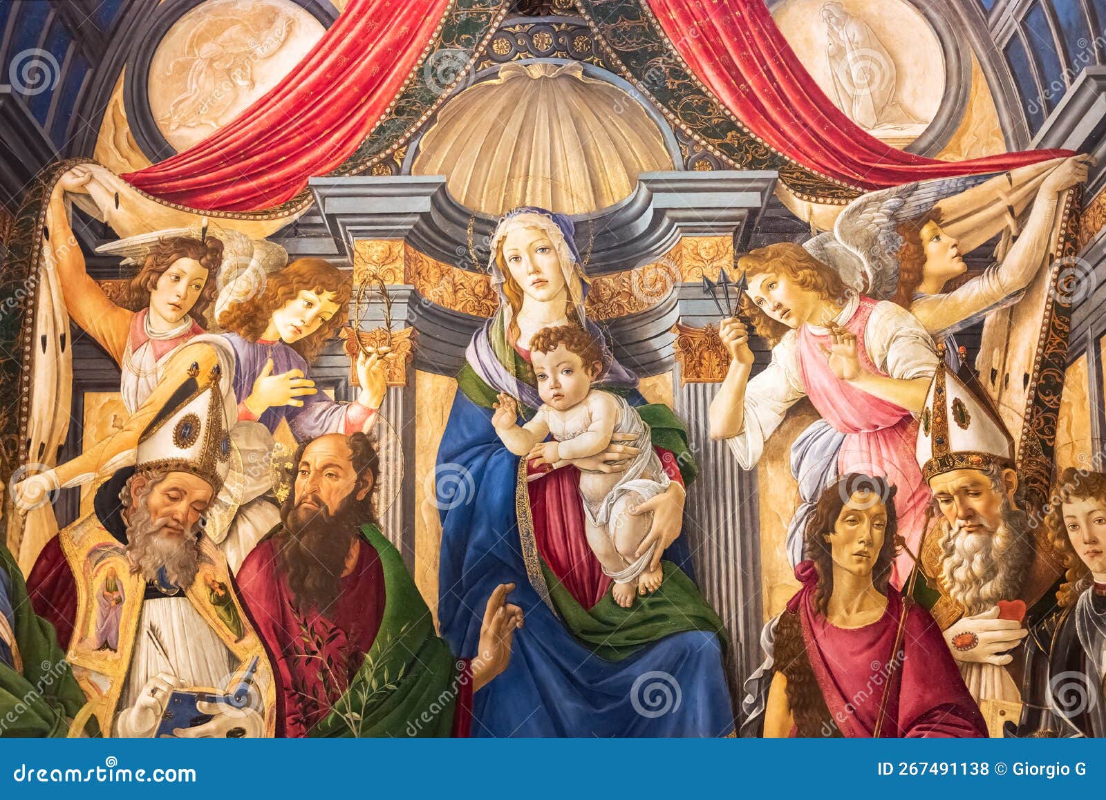 Renaissance Religious Painting Showing Virgin Mary Holding Baby Jesus ...