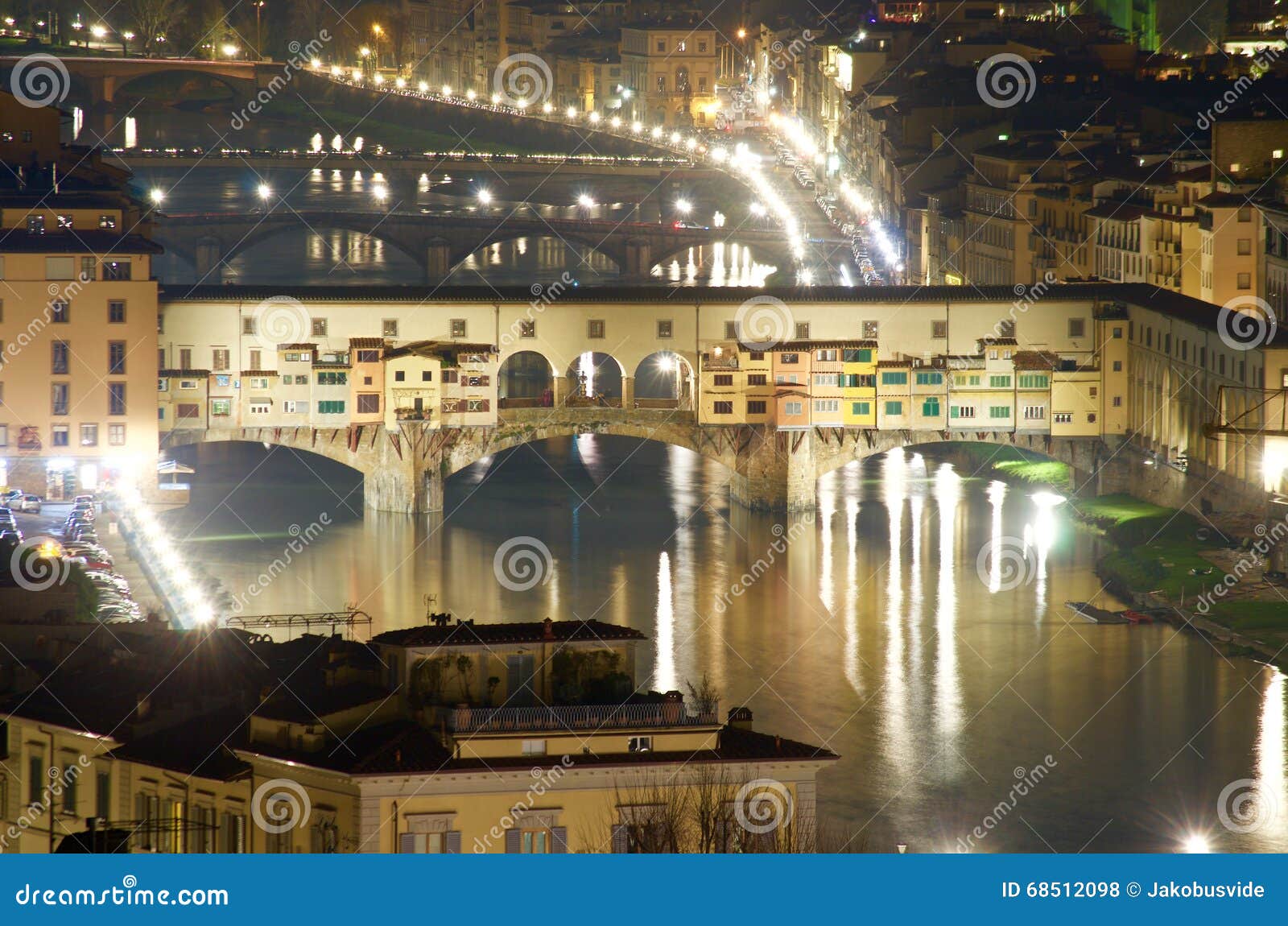 Firenze Di Notte Da Sopra Ponte Di Vecchio Del Ponte Il Vecchio ...