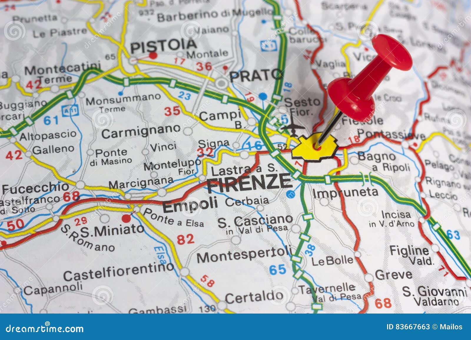 Firenze su una mappa immagine stock. Immagine di grafico - 83667663