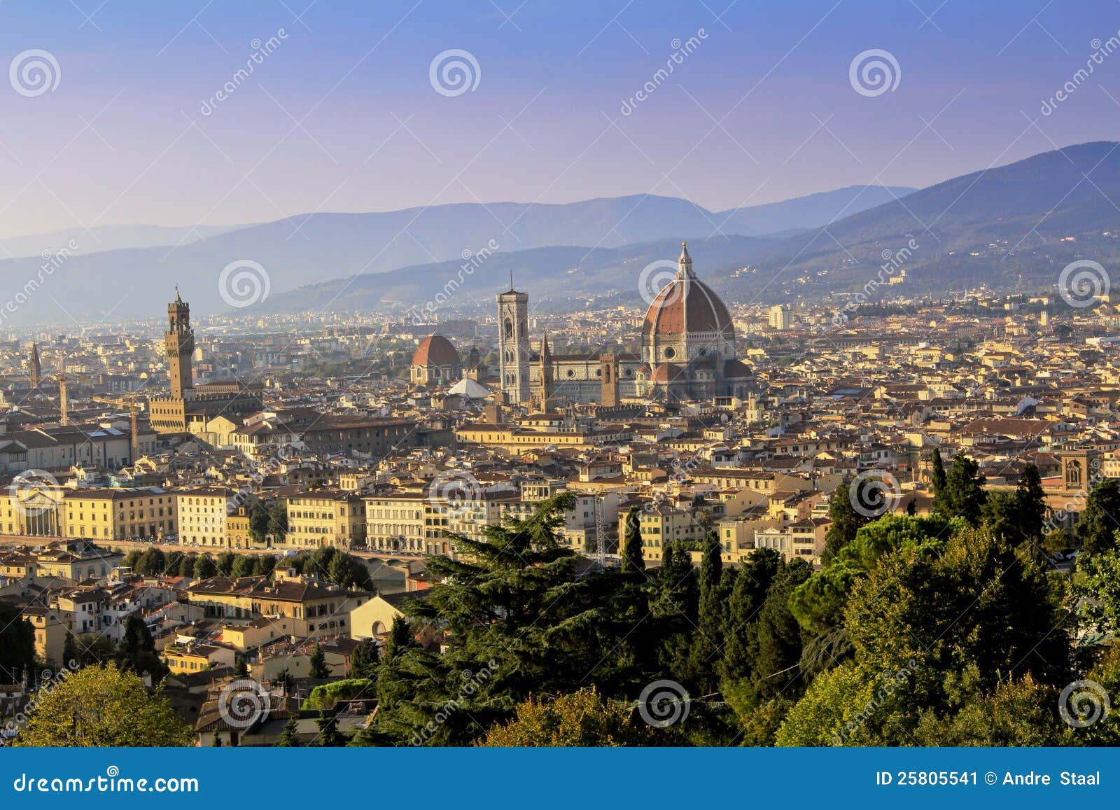 Firenze view stock image. Image of trees, mountains, landscape - 25805541