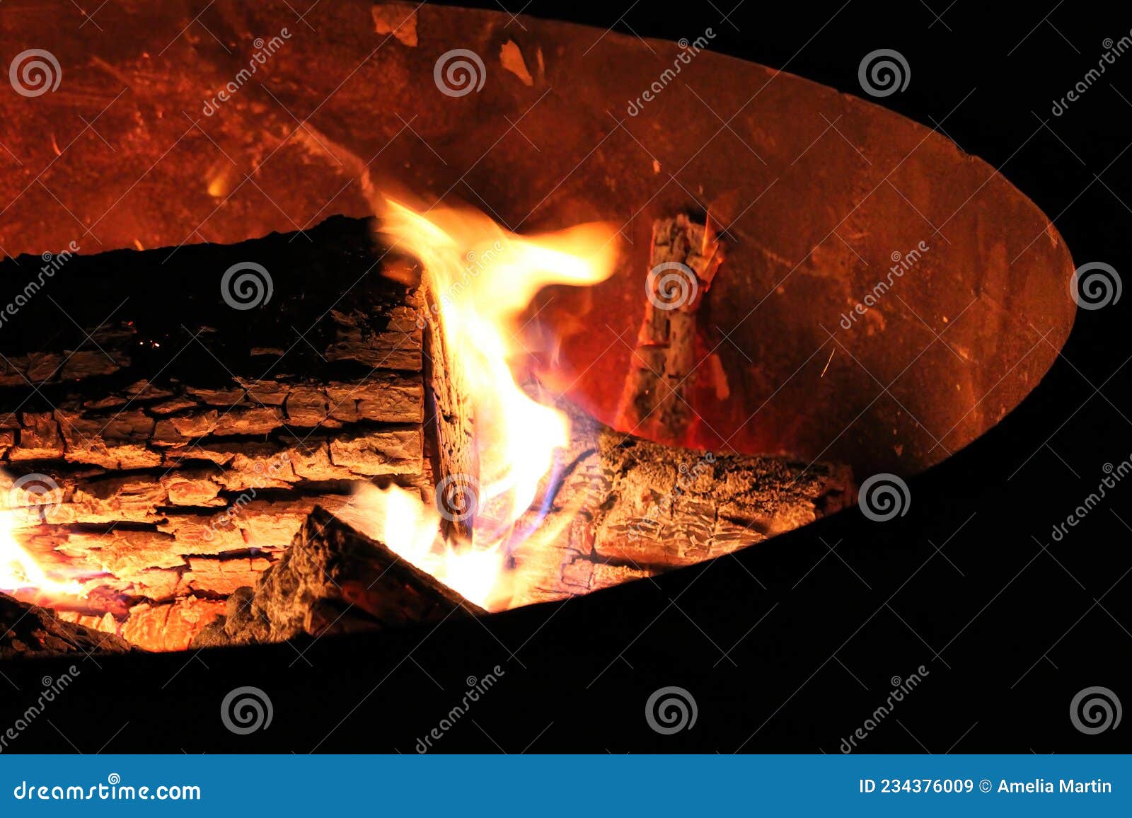A Firepit at Night with Glowing Embers Stock Image - Image of relaxing ...