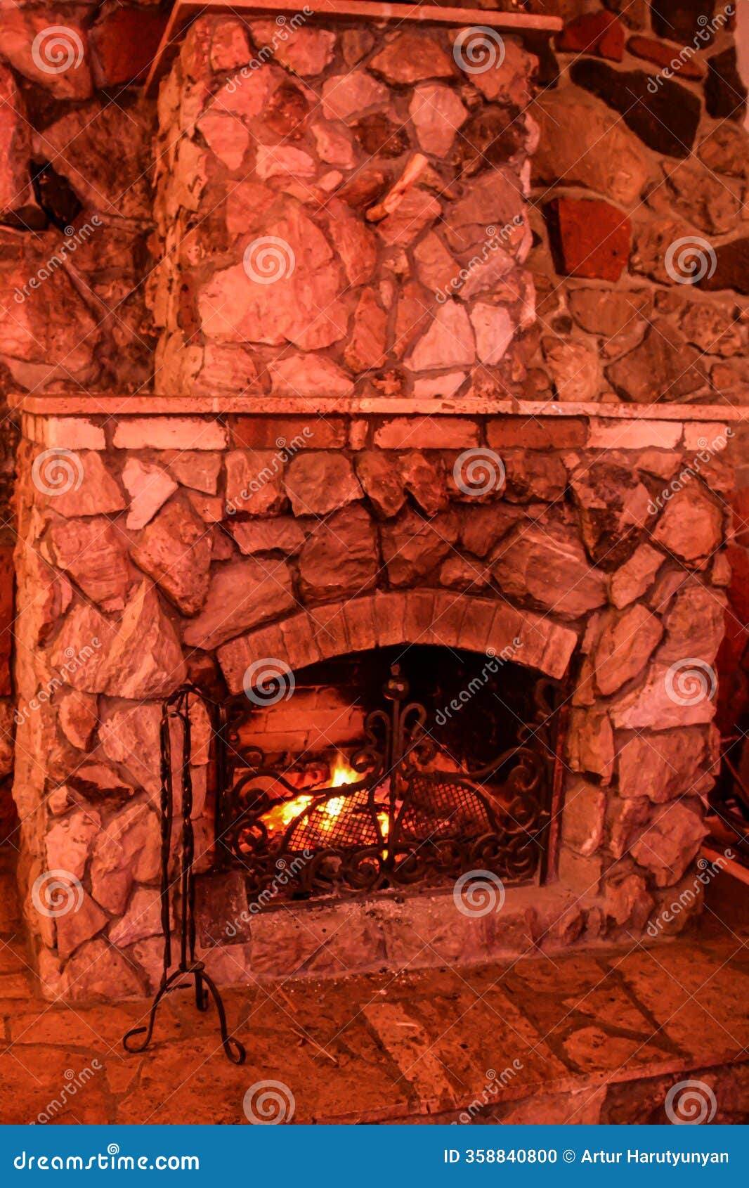 Fireplace with Beautiful Texture for Home Interior. Fireplace in the ...