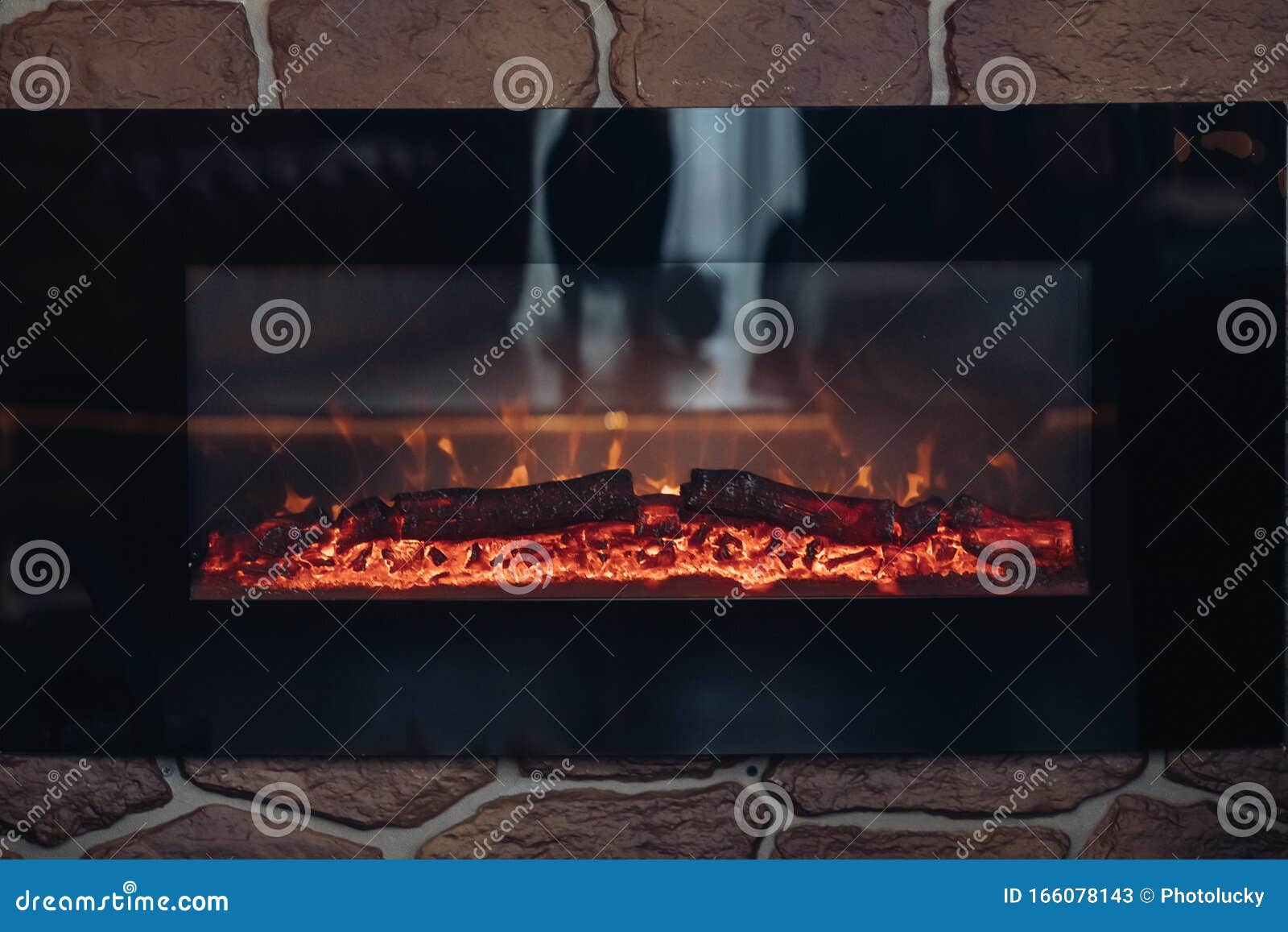 Fireplace with Burning Logs. Close-up of Stony Fireplace with Burning ...