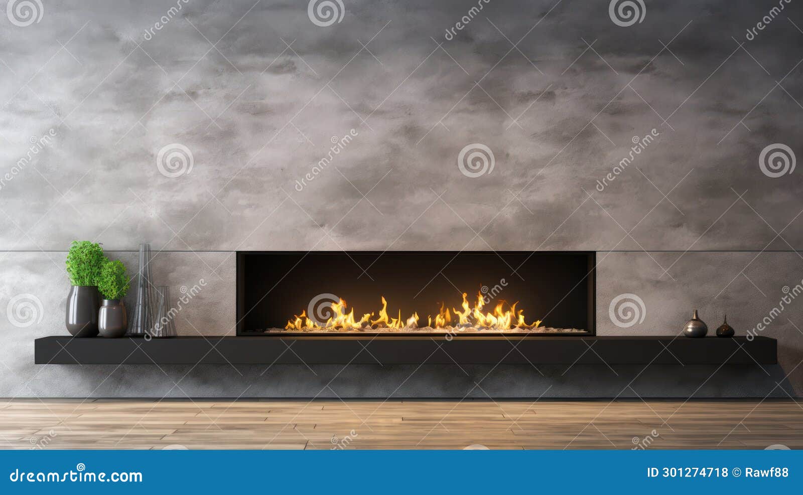 Fireplace with Burning Wood Logs, Bright Flames Stock Illustration ...