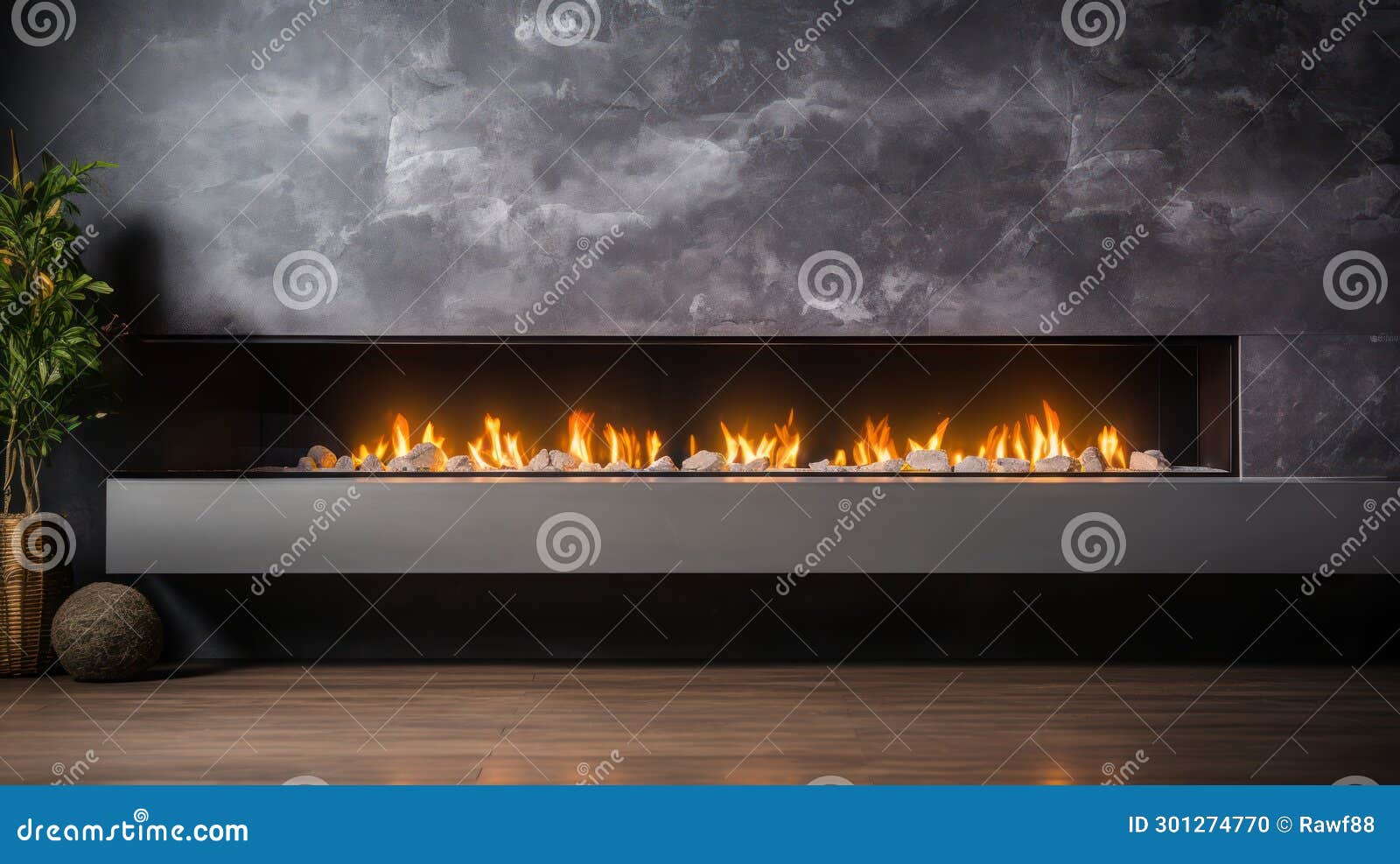 Fireplace with Burning Wood Logs, Bright Flames Stock Illustration ...