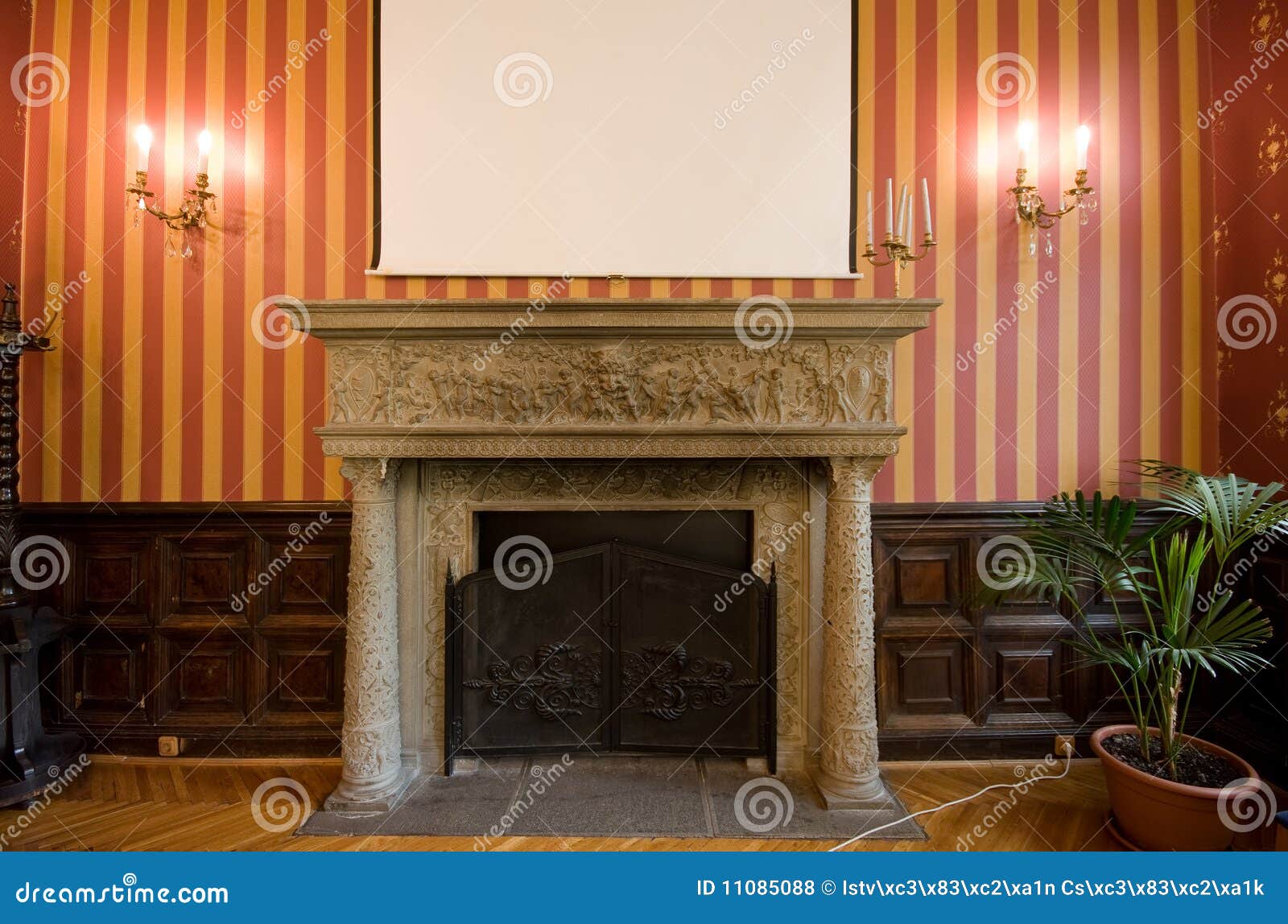 Fireplace in castle stock photo. Image of exclusive, floor - 11085088