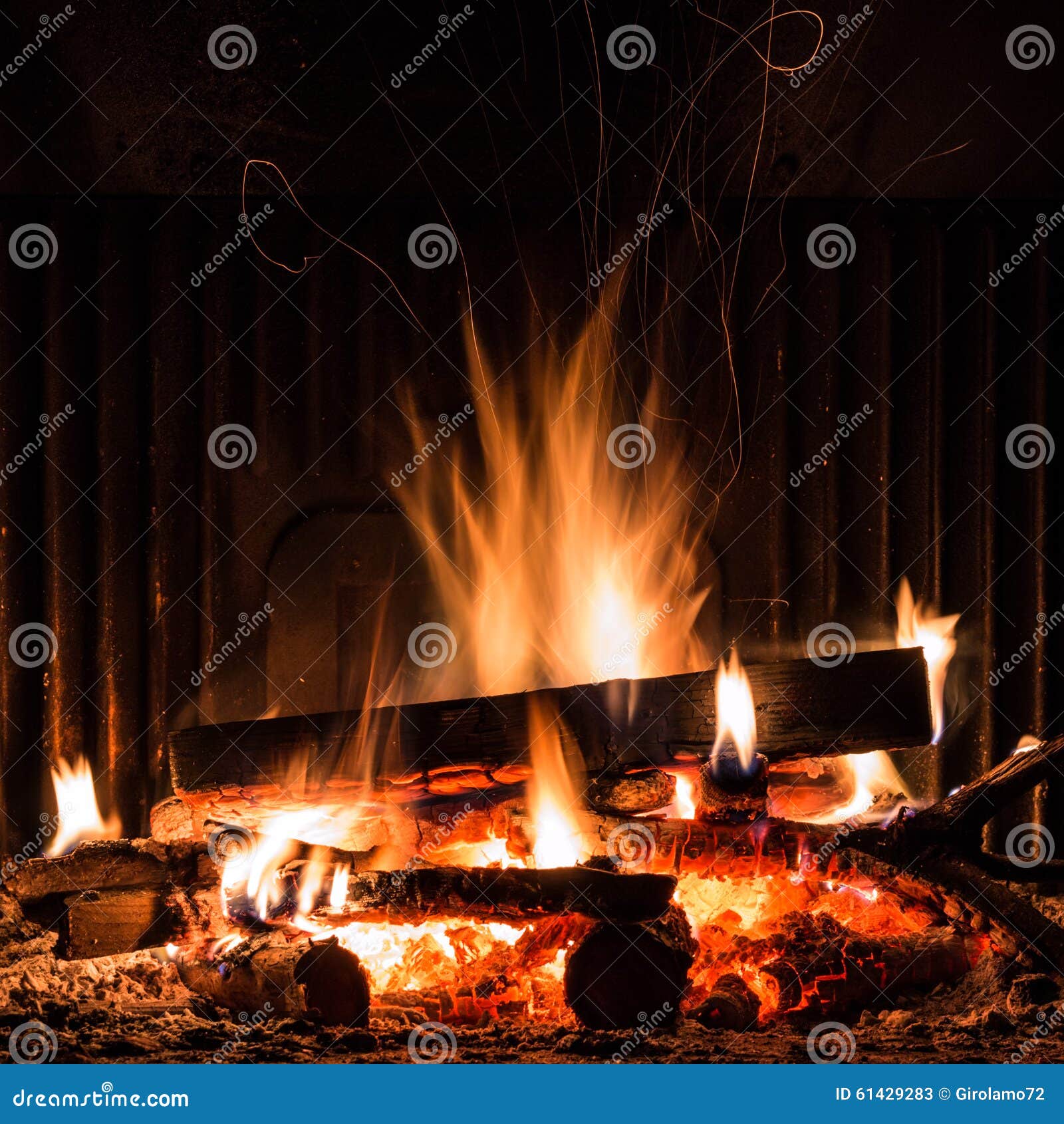 Fireplace with fire stock image. Image of warm, raging - 61429283