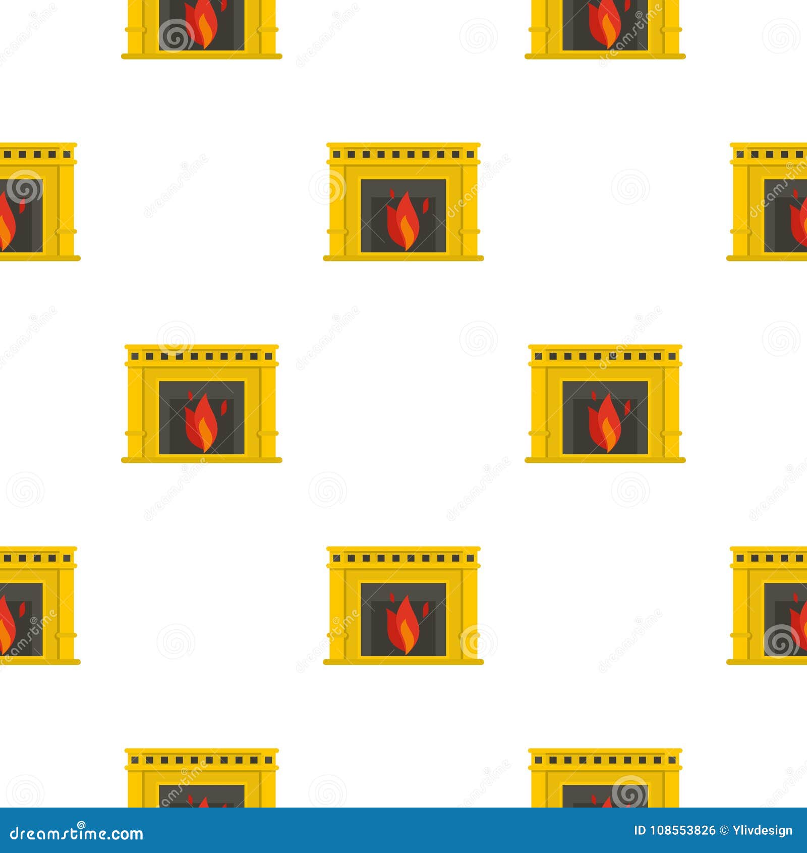 Fireplace with Fire Burning Pattern Seamless Stock Vector ...