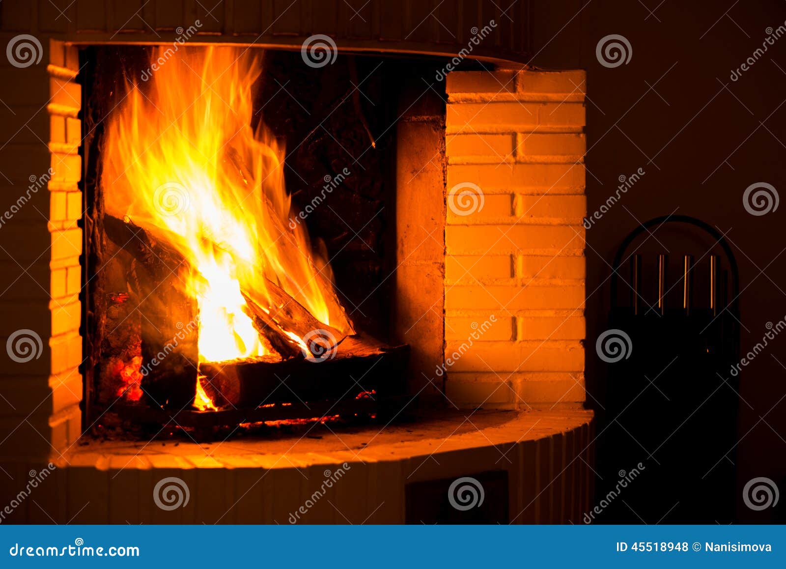 Fireplace stock photo. Image of room, relaxation, flaming - 45518948