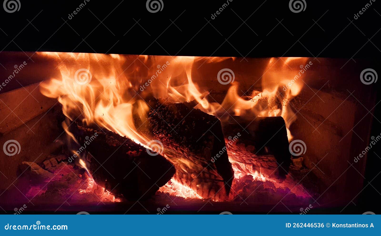 Fireplace Fire Logs Woods Dark Winter Season Stock Photo - Image of ...